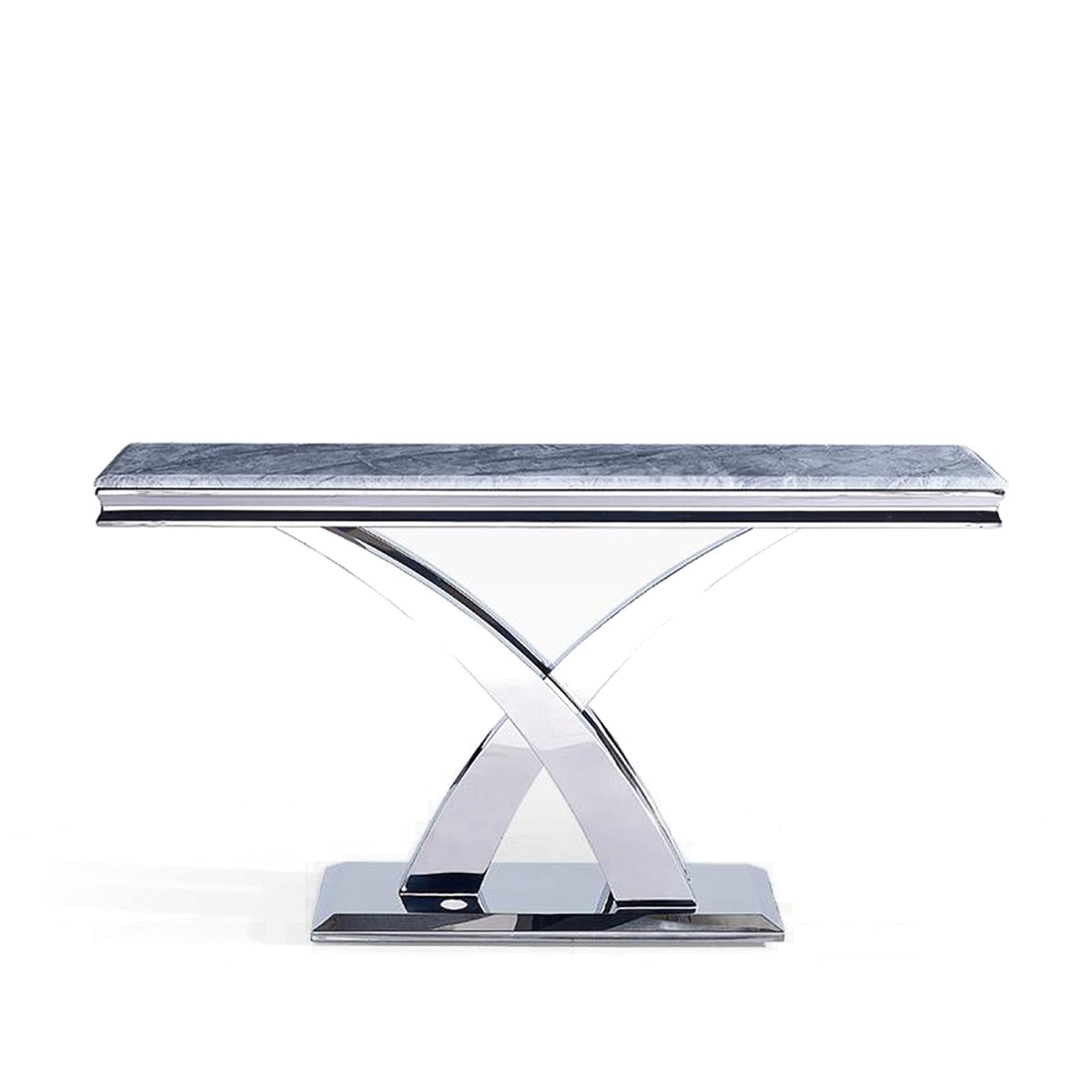 Lisbon Grey Marble and Chrome Console Table | Choice Furniture Superstore UK