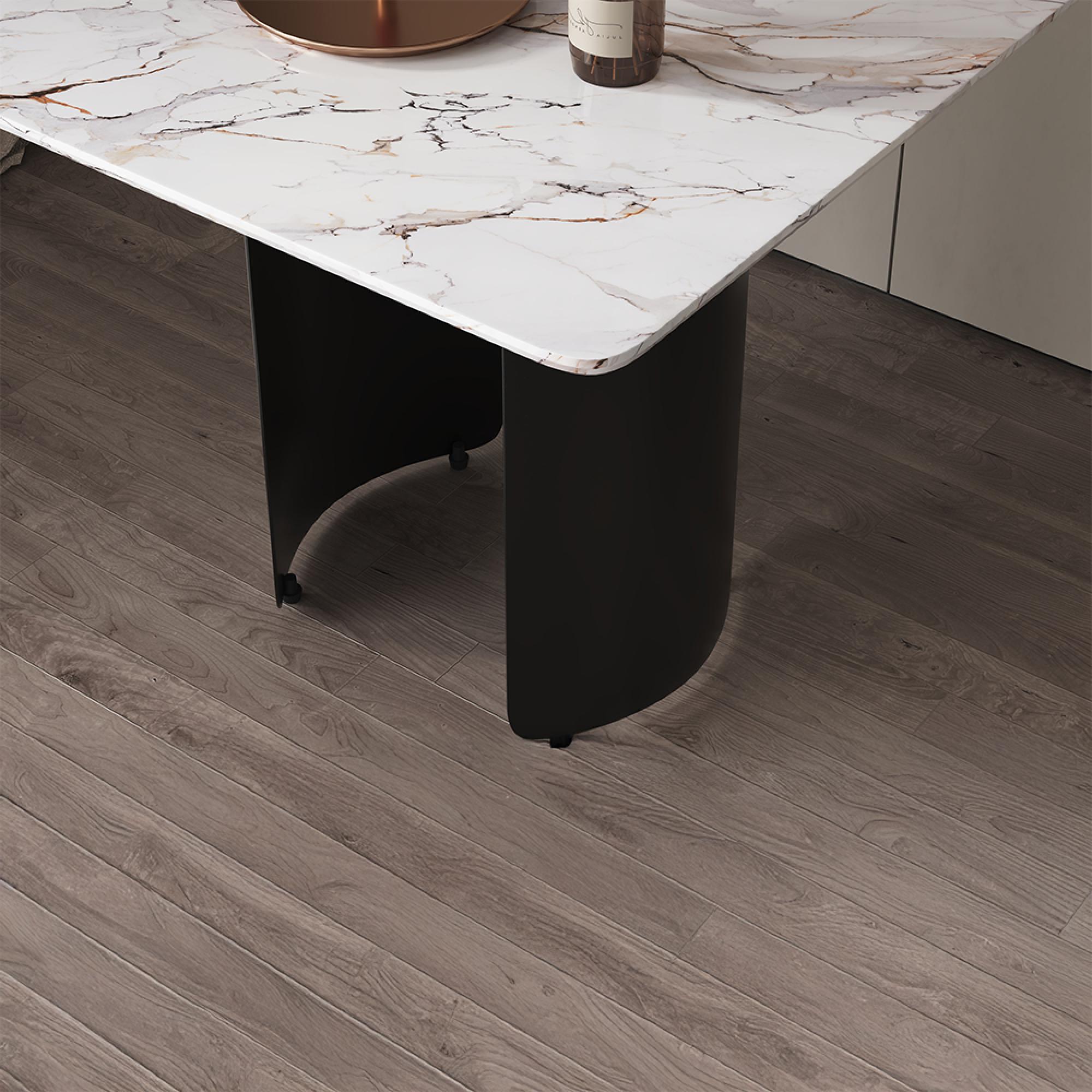 Lorea White Marble Square Side Table with Black Base | CFS UK