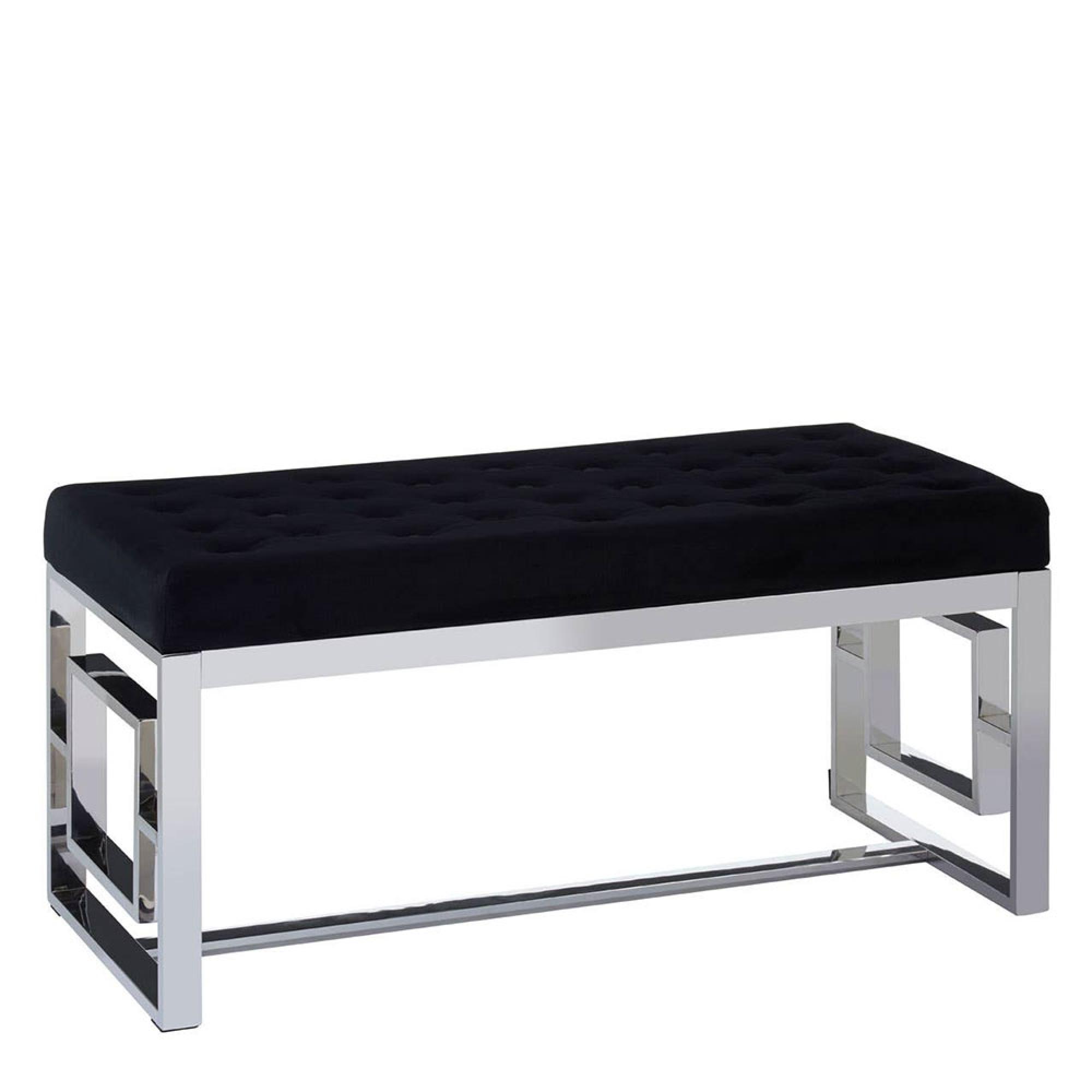 Allure Black Fabric Tufted Hall Bench with Chrome Base | CFS UK