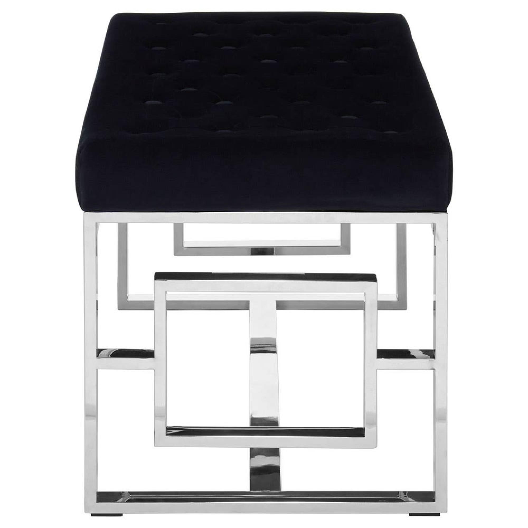 Allure Black Fabric Tufted Hall Bench with Chrome Base | CFS UK