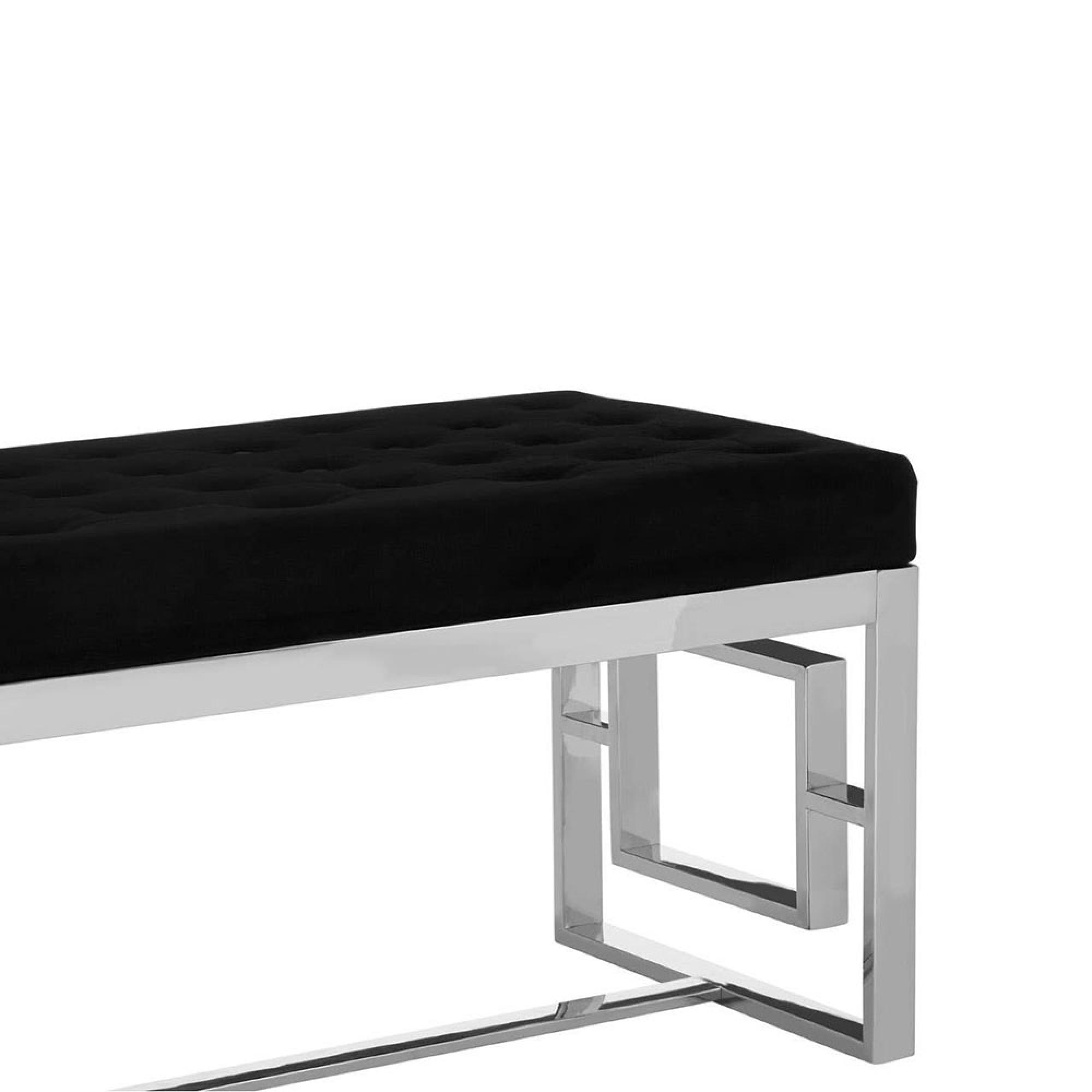 Allure Black Fabric Tufted Hall Bench with Chrome Base | CFS UK