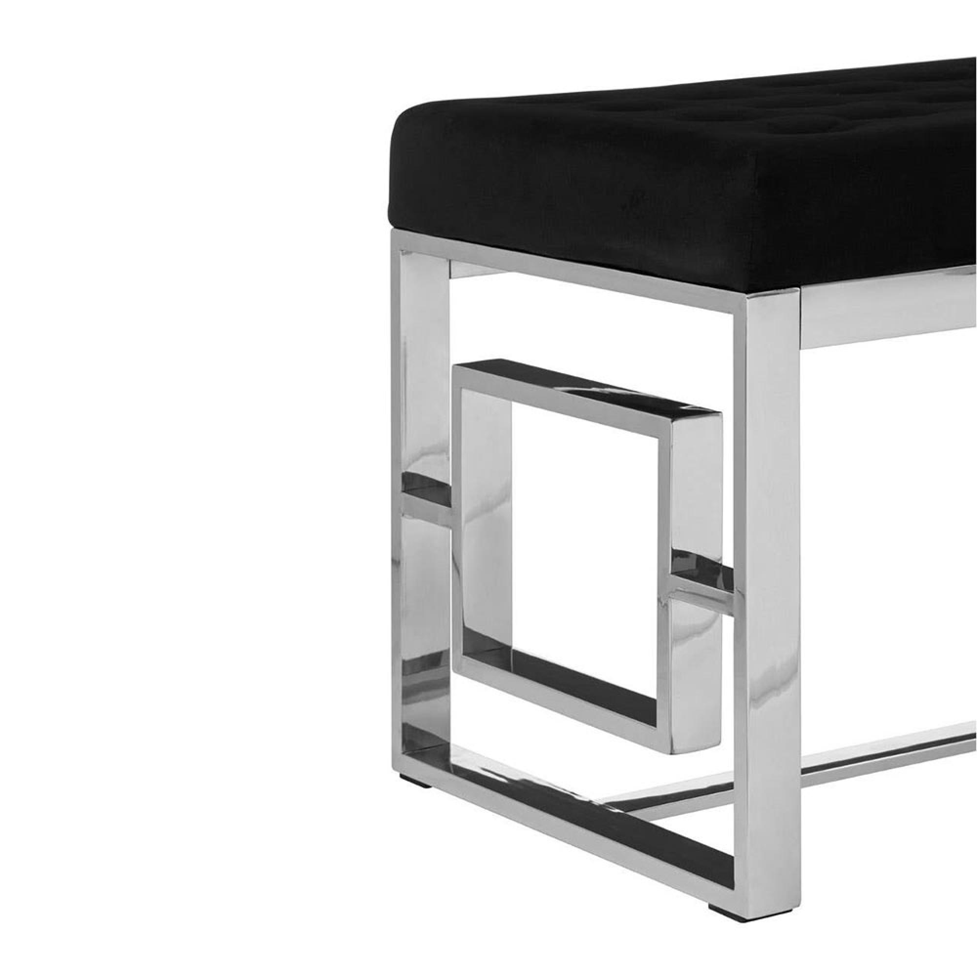 Allure Black Fabric Tufted Hall Bench with Chrome Base | CFS UK