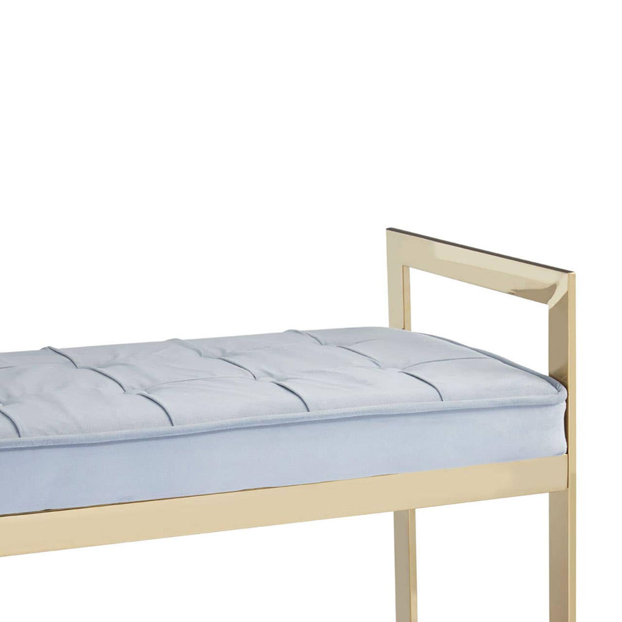 Allure Powder Blue Fabric Tufted Hall Bench with Gold Base | CFS UK