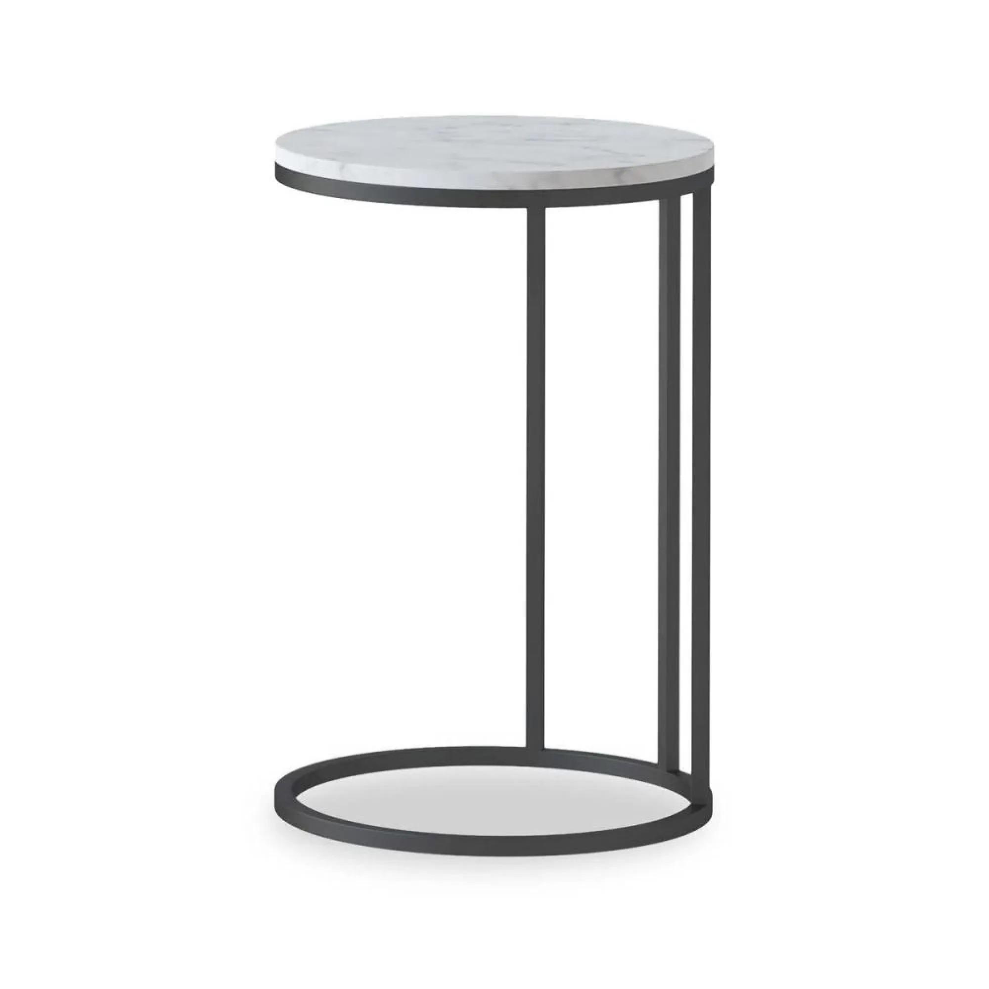 Marmora White Marble and Grey Round C Side Table | Choice Furniture Superstore UK