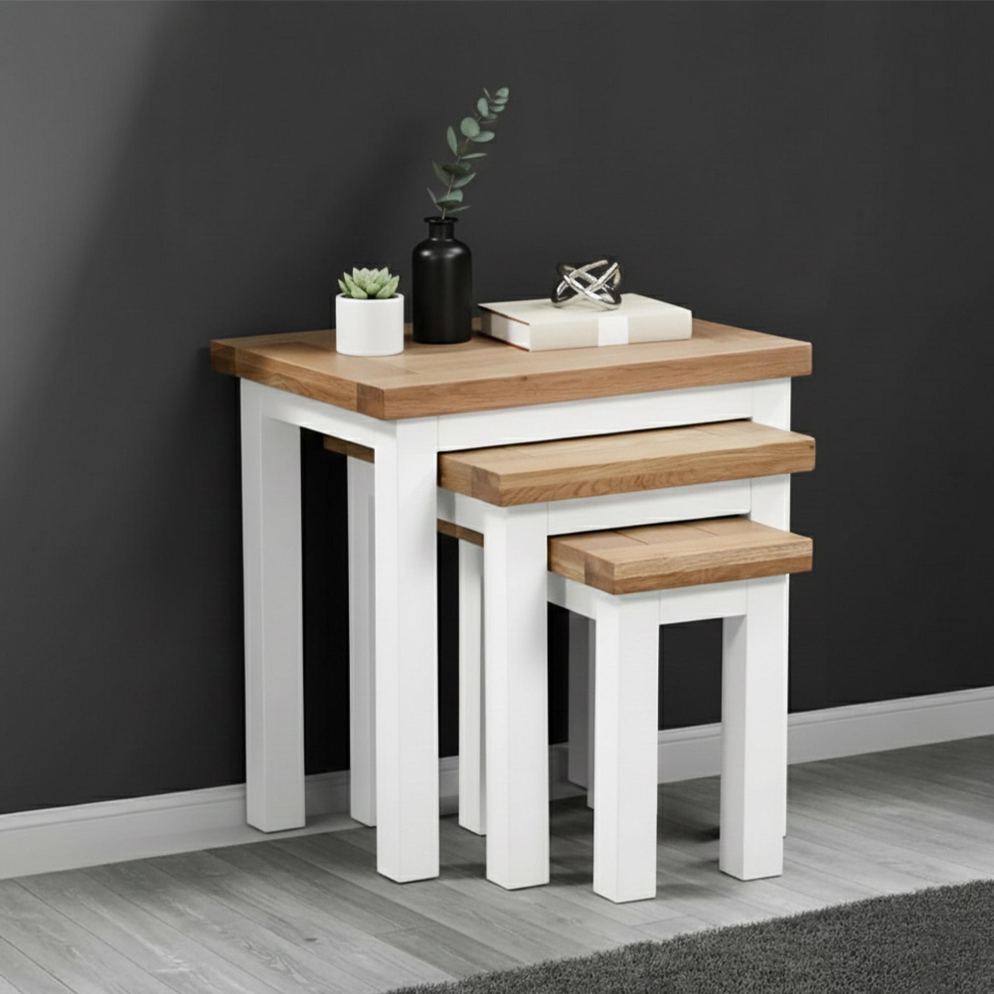 Lundy White Painted Nest of 3 Tables | Choice Furniture Superstore UK