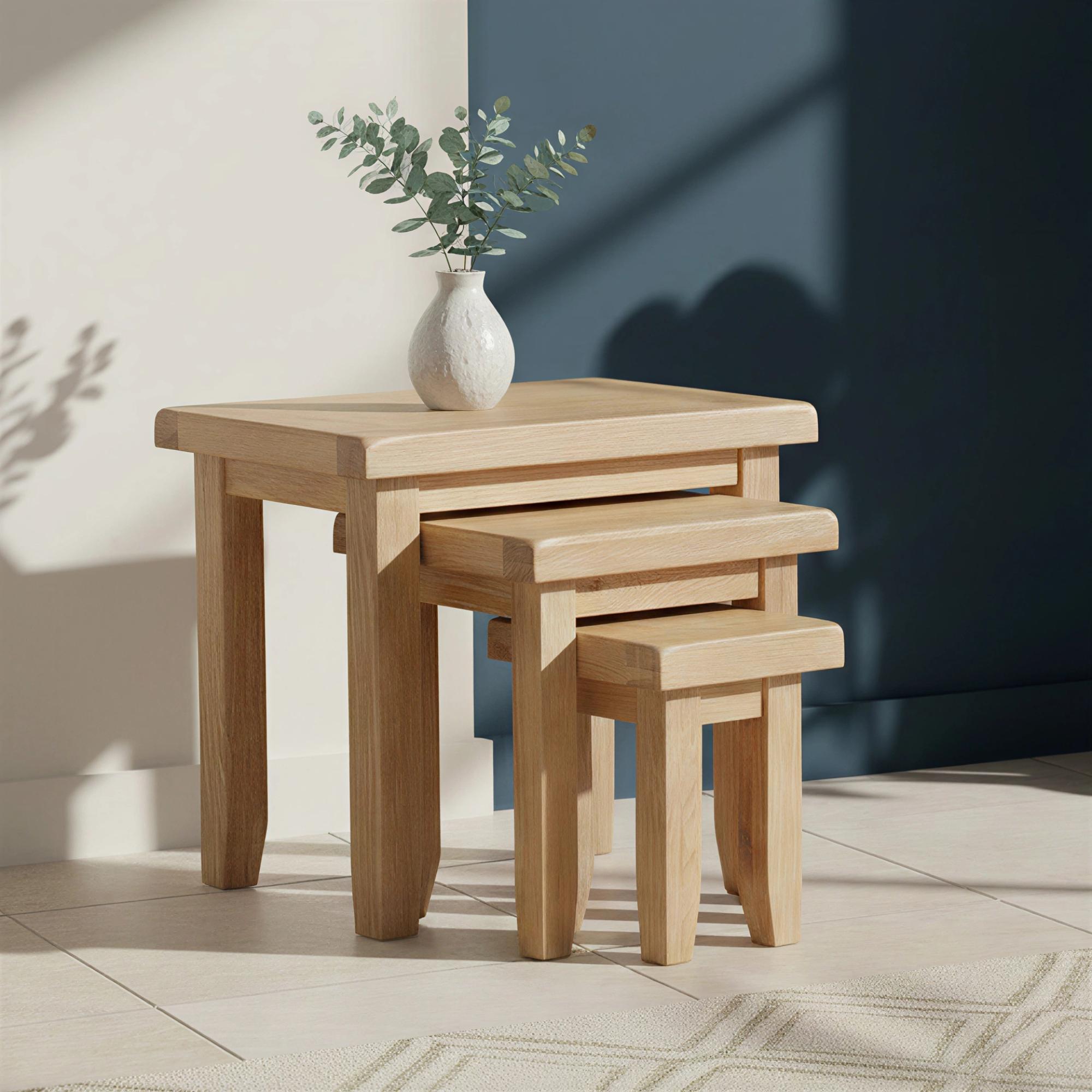 Wilmont Oak Nest of 3 Tables | Choice Furniture Superstore UK
