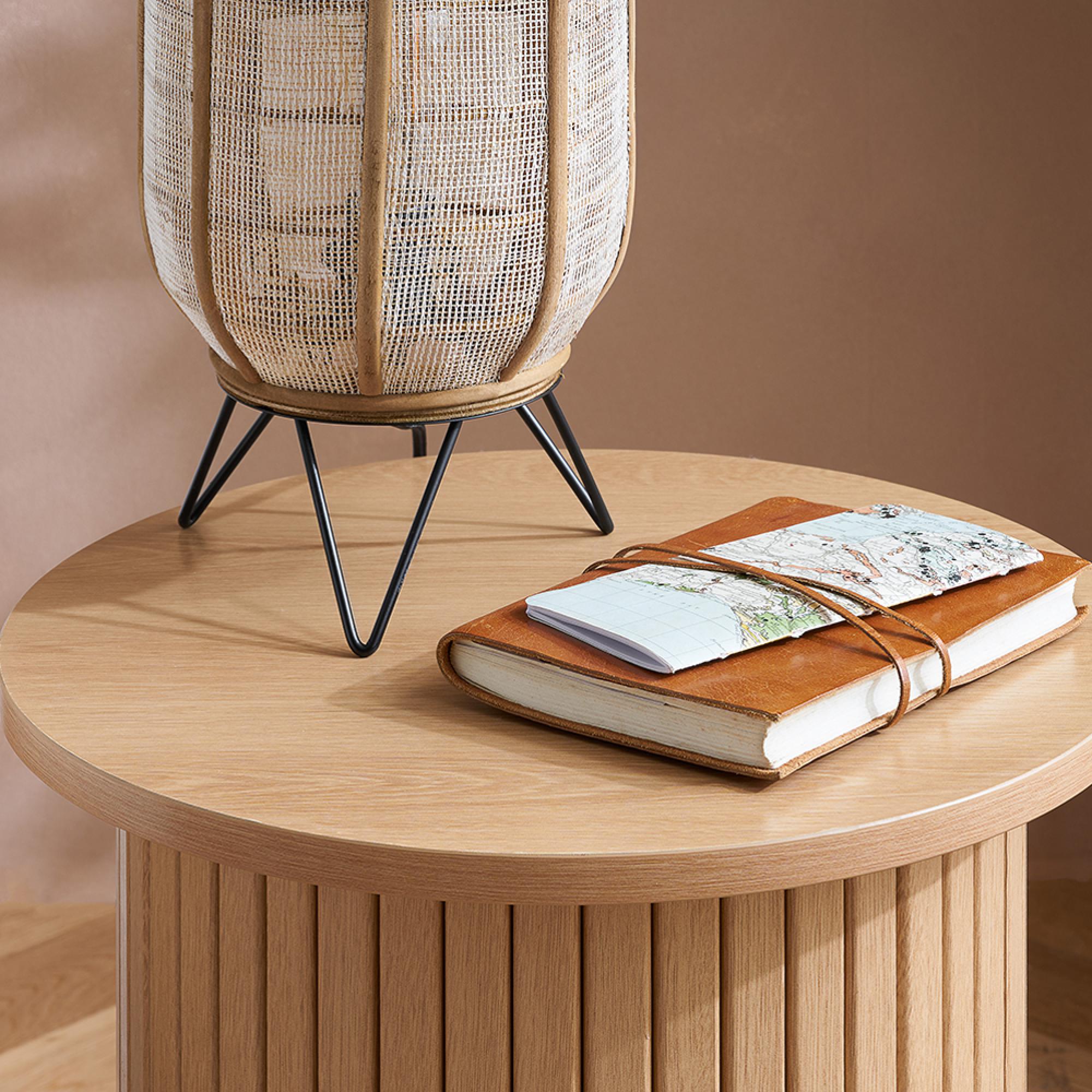 Axel Oak Fluted Round Side Table | Choice Furniture Superstore UK