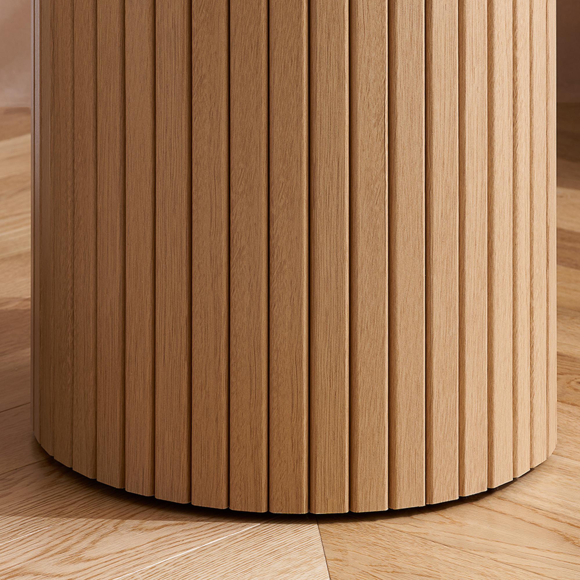 Axel Oak Fluted Round Side Table | Choice Furniture Superstore UK