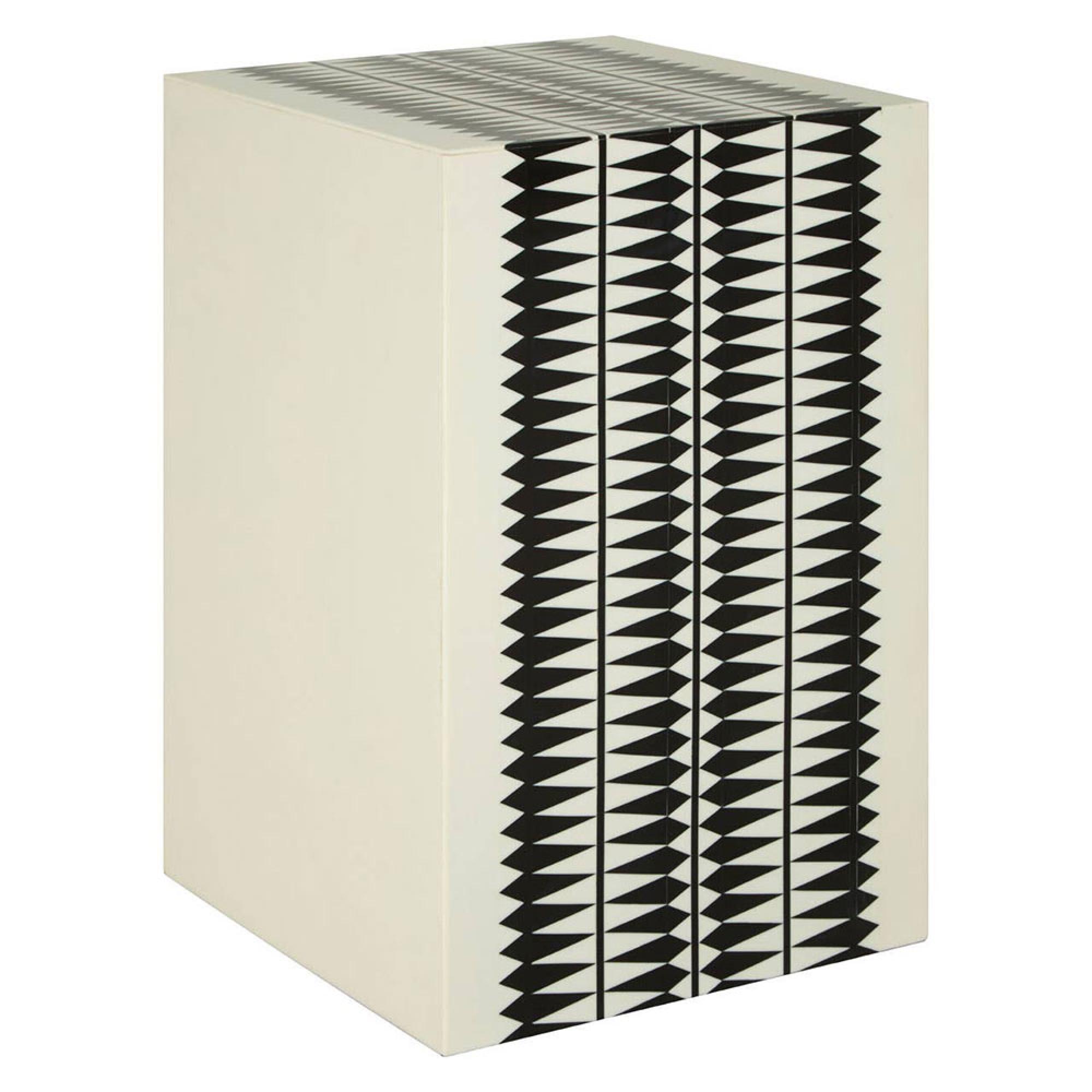 Issey White and Black Wood Square Side Table | Choice Furniture ...