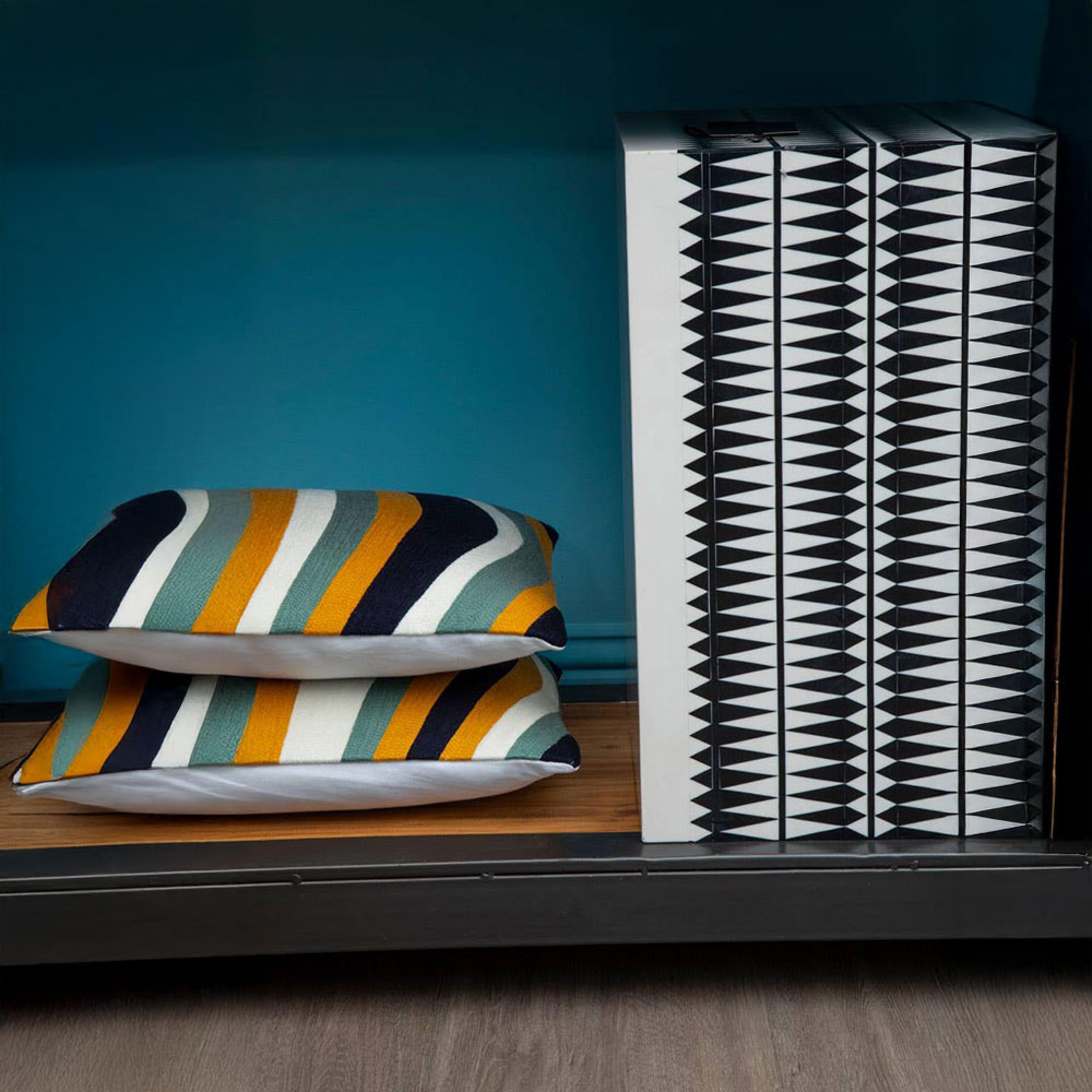 Issey White and Black Wood Square Side Table | Choice Furniture ...