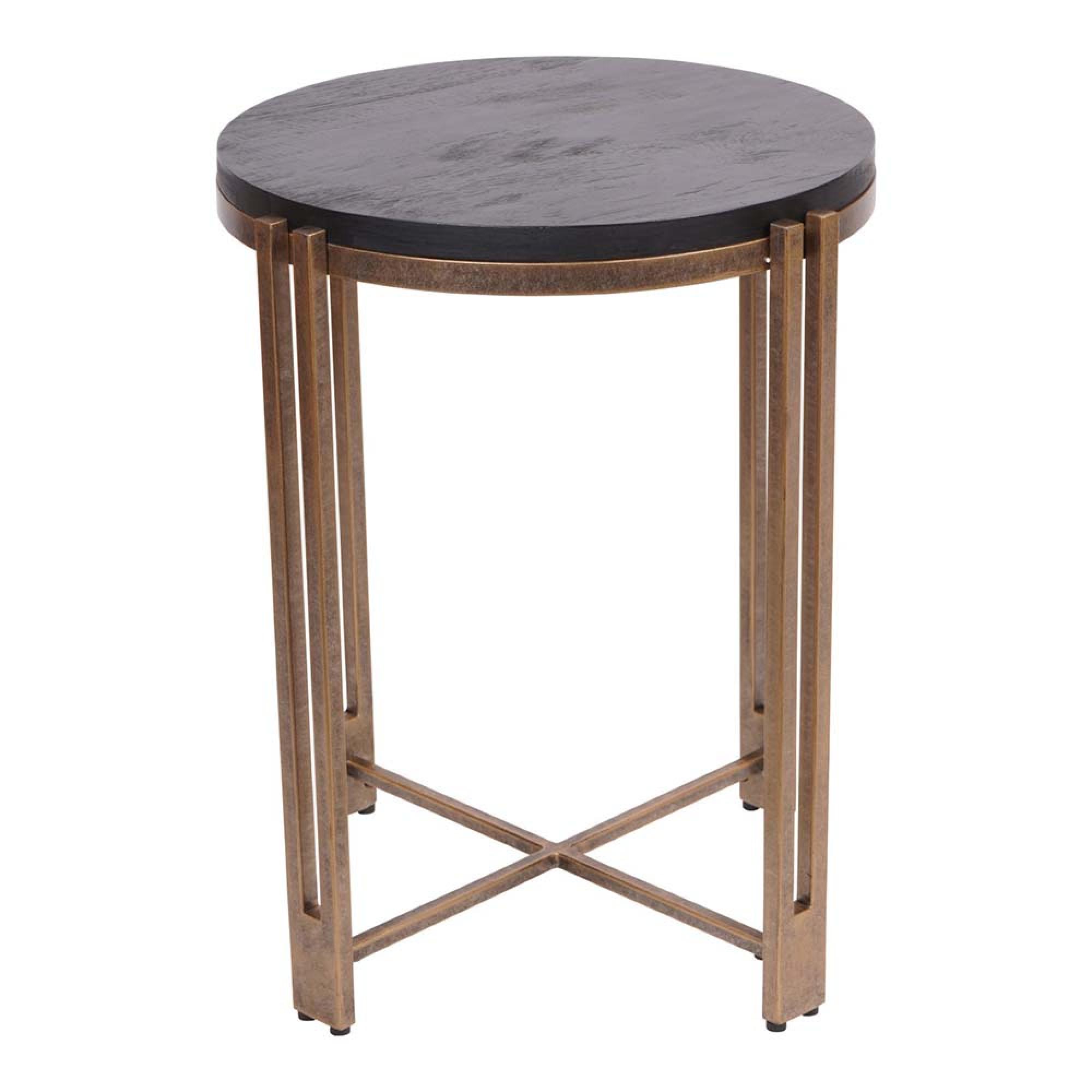 Libra Dalston Black Sandblasted Wood Round Side Table | CFS UK