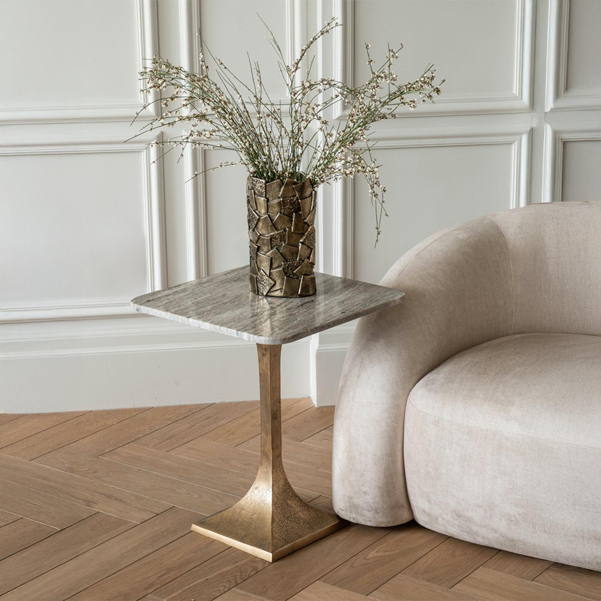 Libra Morchino Grey Marble Square Small Side Table | CFS UK