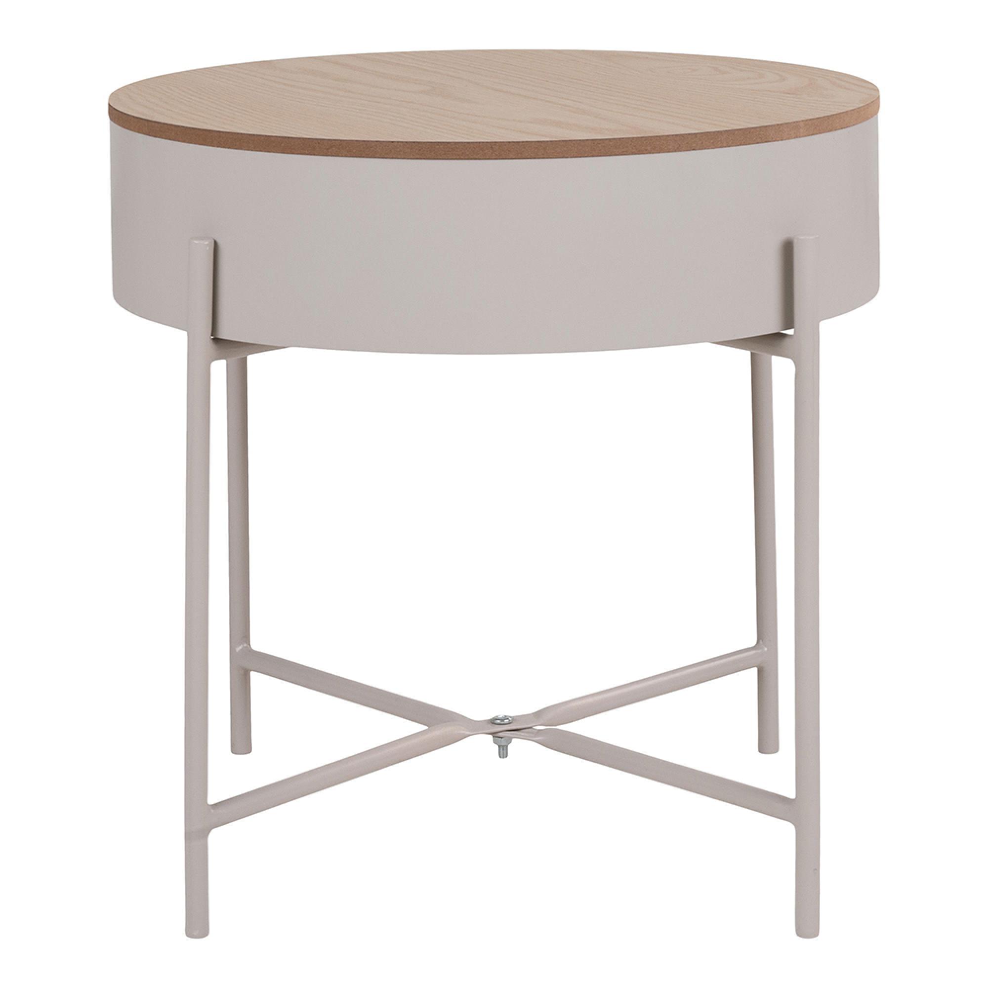 Sisco Beige Round Storage Side Table | Choice Furniture Superstore UK