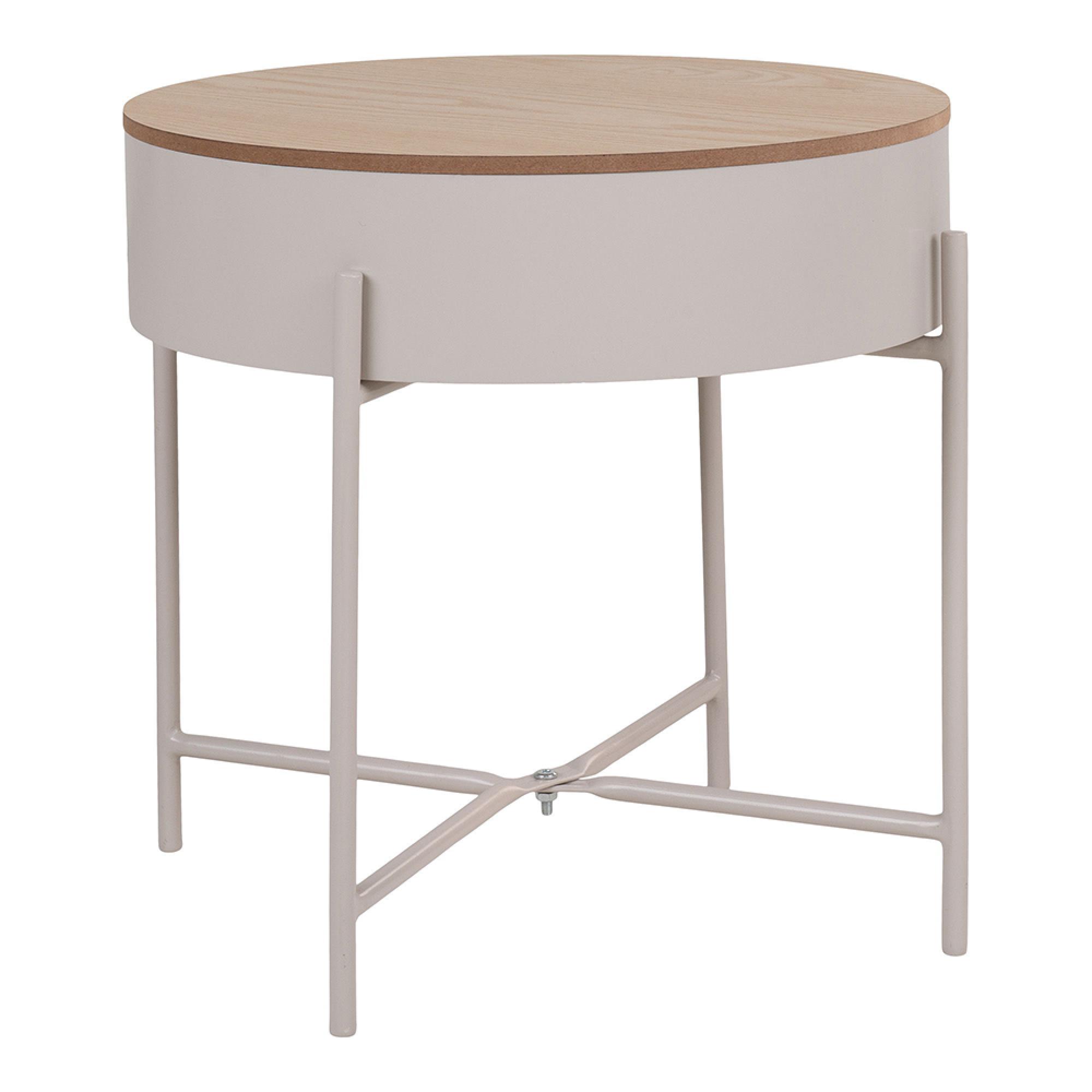 Sisco Beige Round Storage Side Table | Choice Furniture Superstore UK