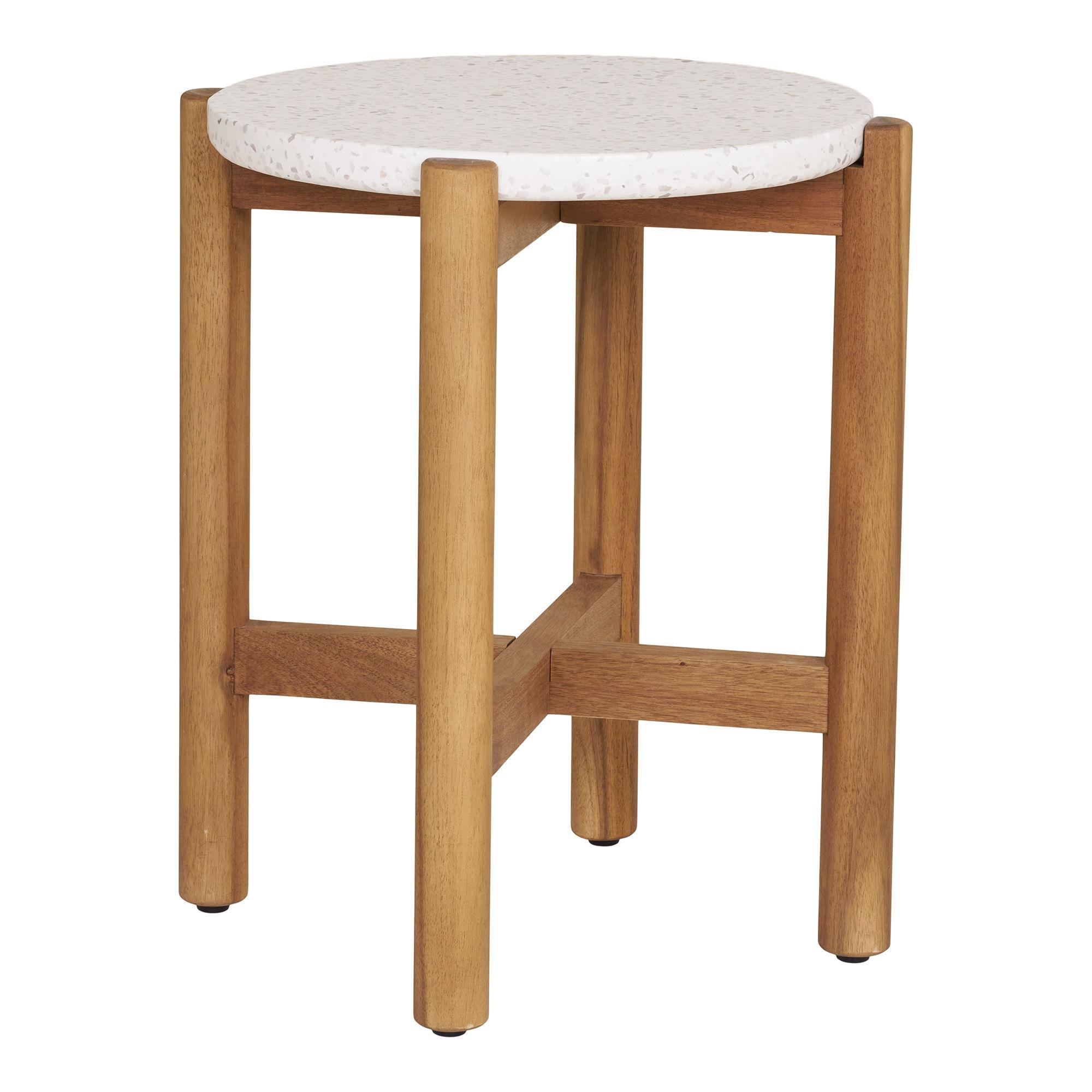 Terracina White Concrete Top Round Garden Side Table | CFS UK