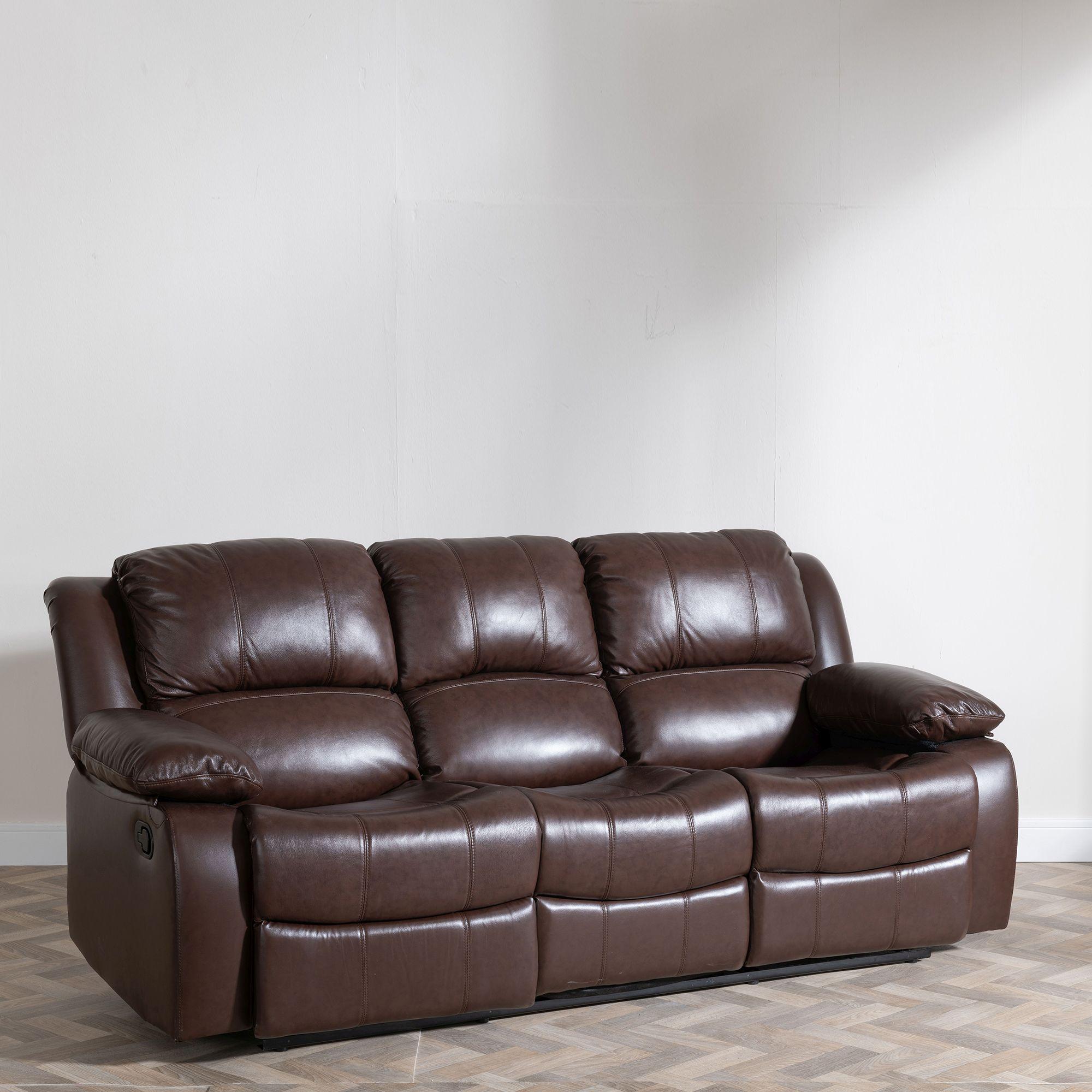 London Brown Leather 2 Seater Recliner Sofa | Choice Furniture Superstore UK