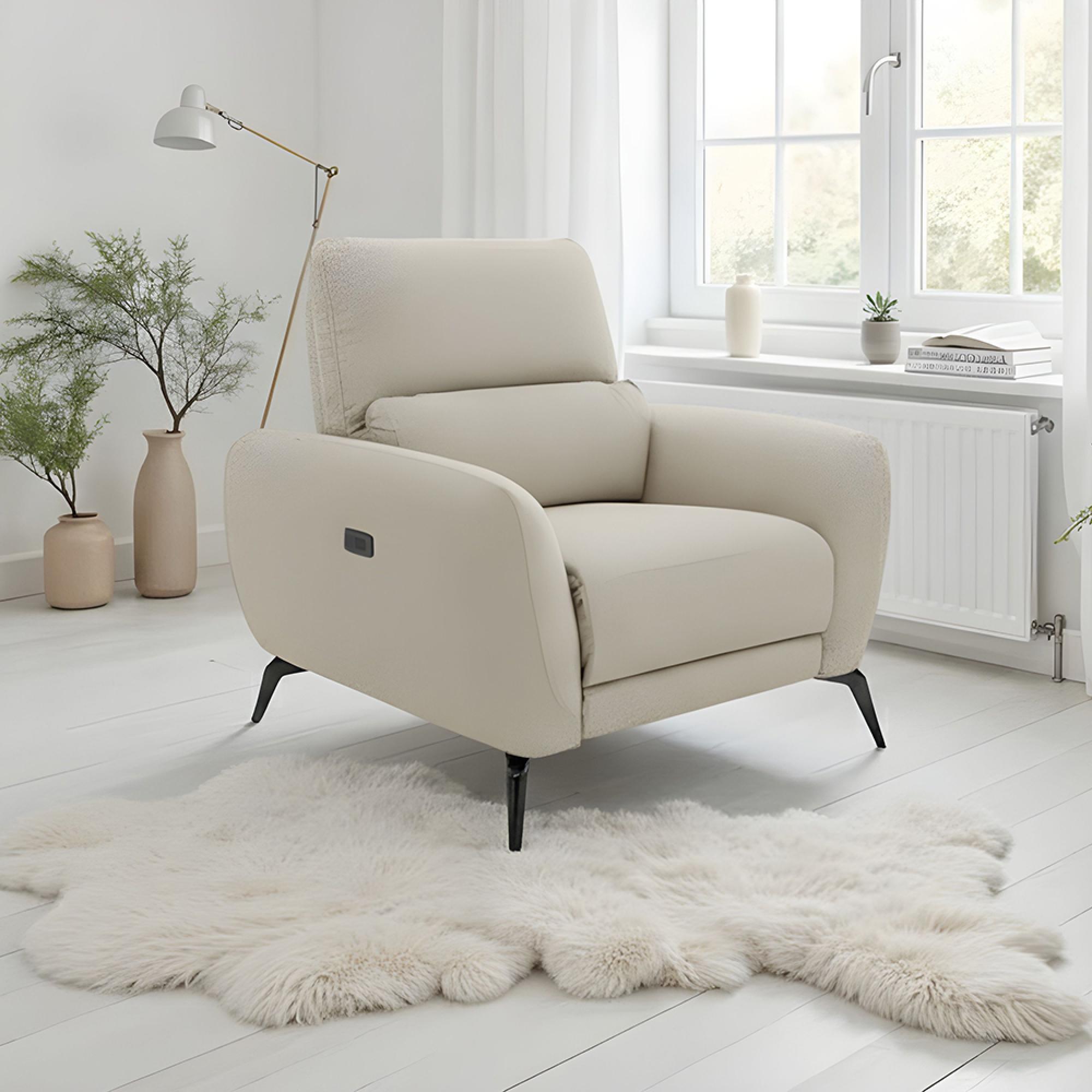 Sorrento Beige Fabric 2 Seater Electric Recliner Sofa | CFS UK