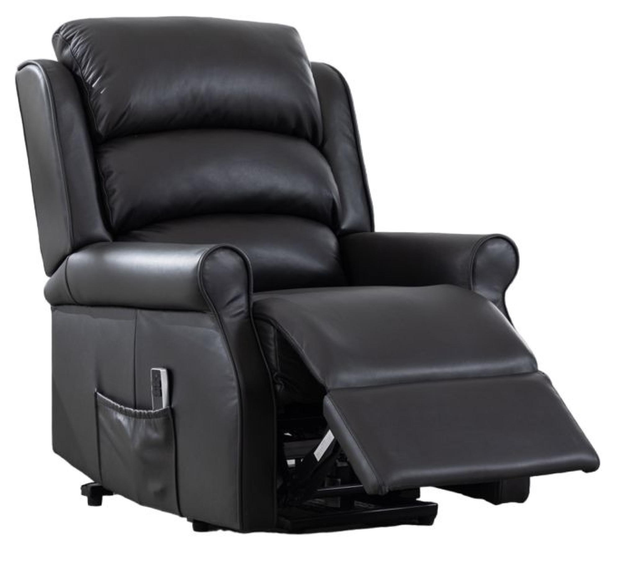 Windsor Lift and Tilt Black Leather Recliner Armchair | CFS UK