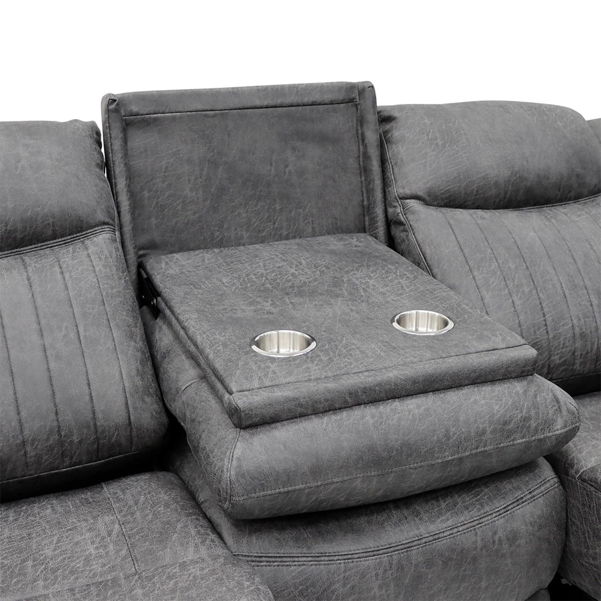 Leon Electric Recliner Sofa - Grey Fabric - 3+2 Seater