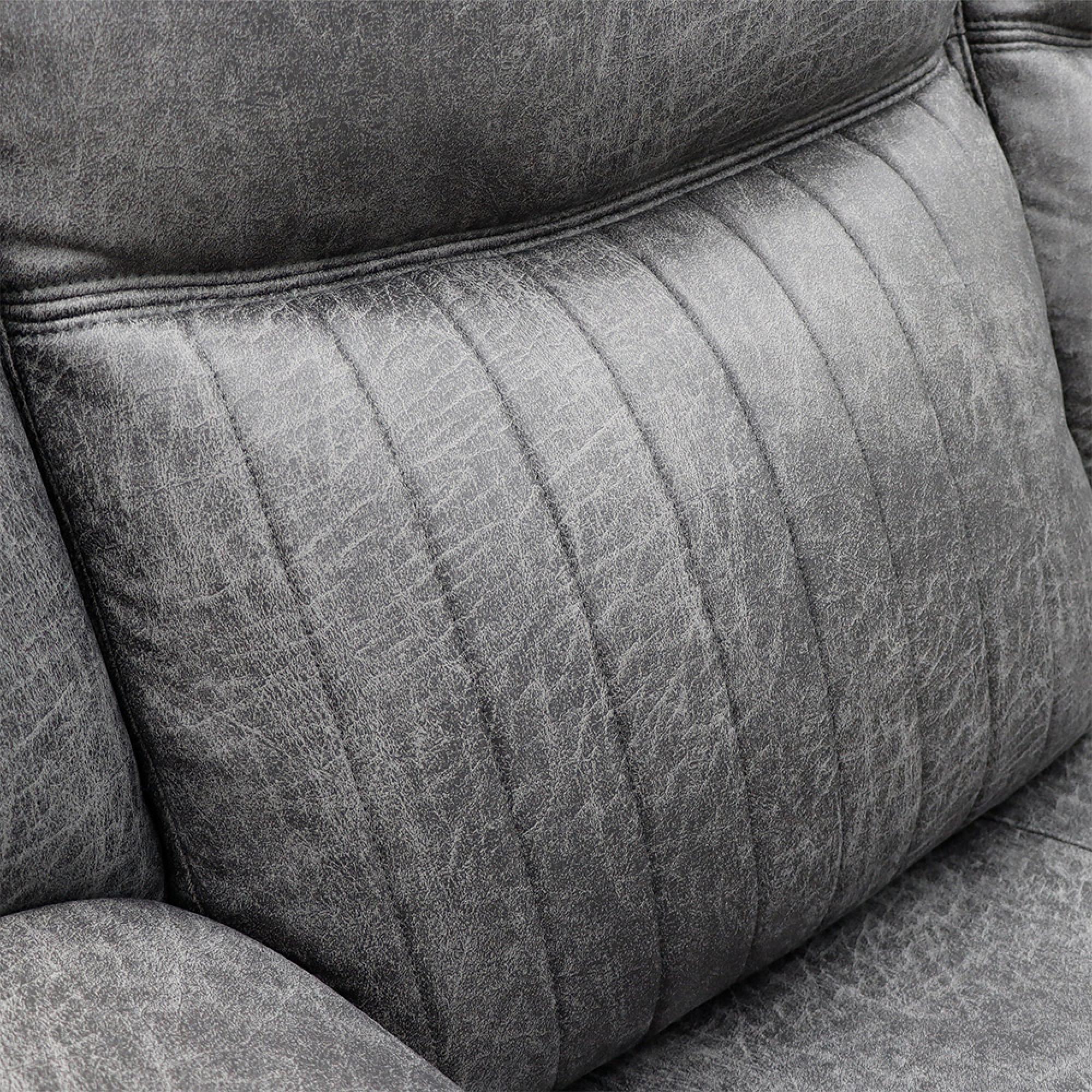 Leon Electric Recliner Sofa - Grey Fabric - 3+2 Seater