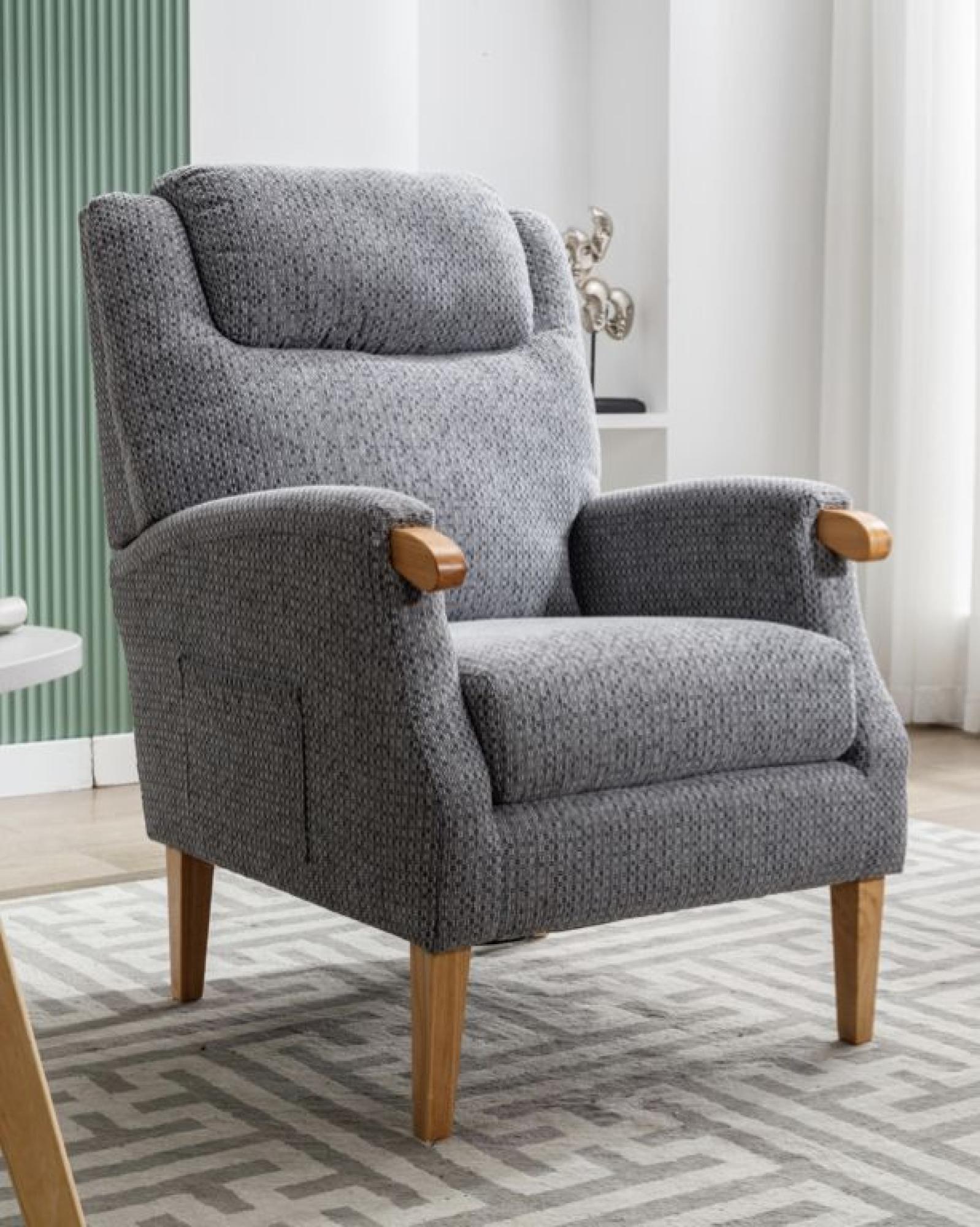 Lisbon Steel Blue Fabric Fireside Armchair | Choice Furniture Superstore UK
