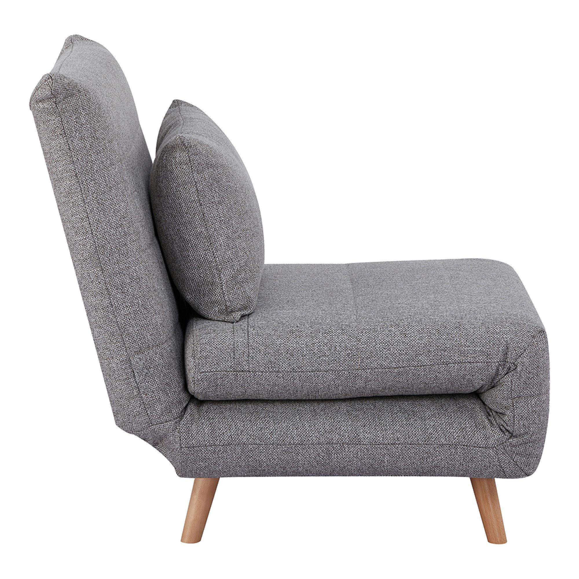 Marlow Grey Fabric Click Clack Sofa Bed with Natural Legs | CFS UK