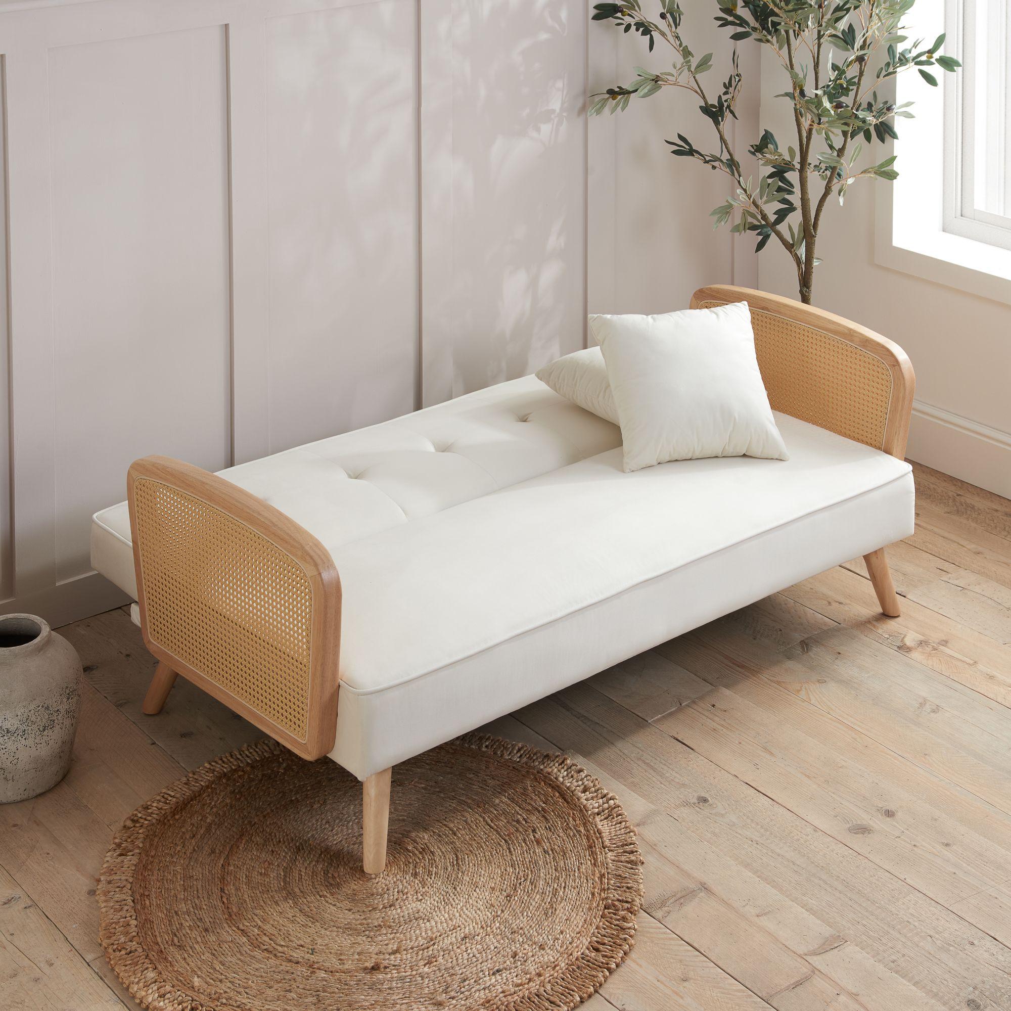 Mila White Fabric Sofa Bed - 3 Seater | Choice Furniture Superstore UK