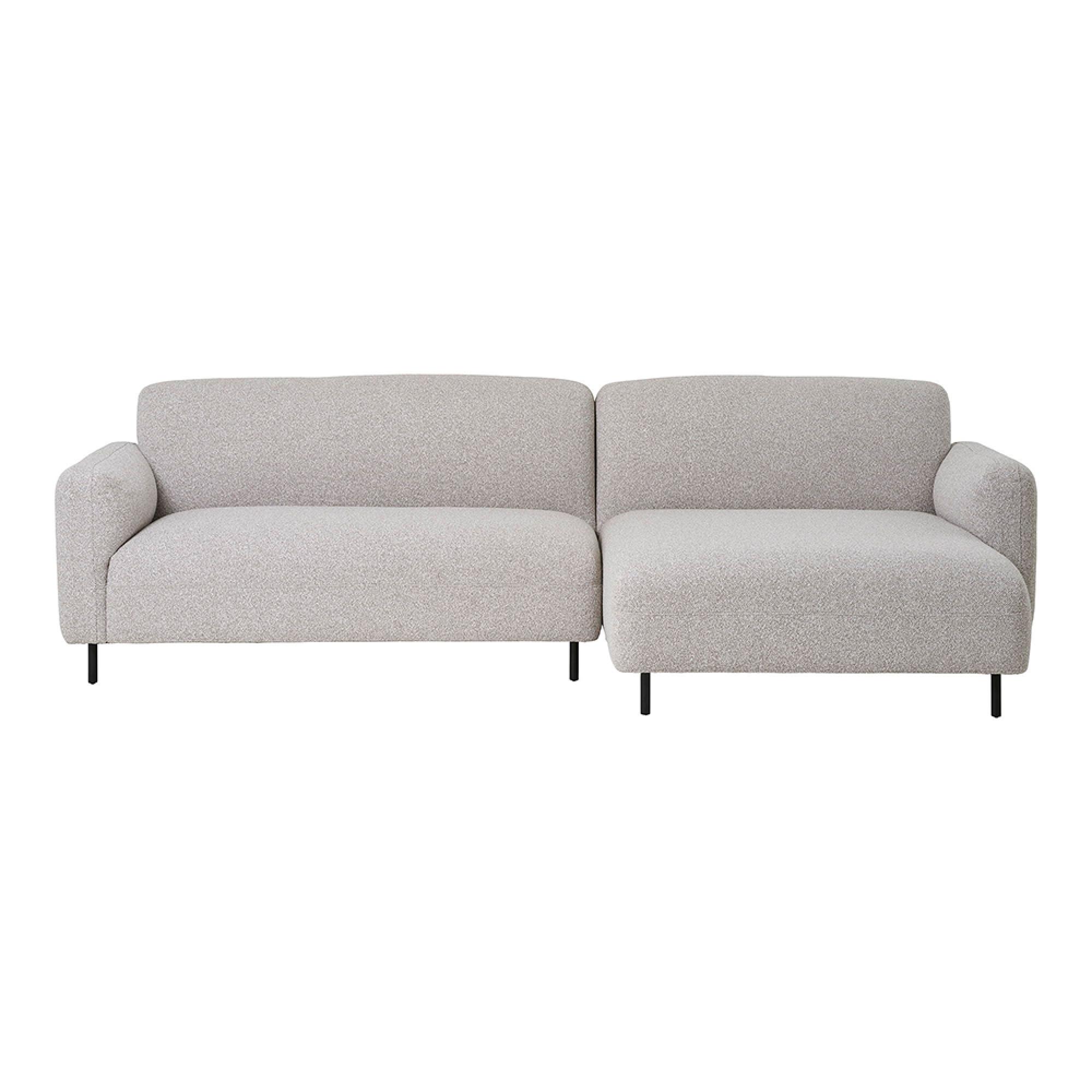 Salvador Light Grey Boucle Fabric Lounge Sofa with Black Legs - RHF ...