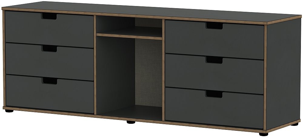 Shanghai Graphite 95cm TV Unit with Black Wooden Legs | CFS UK