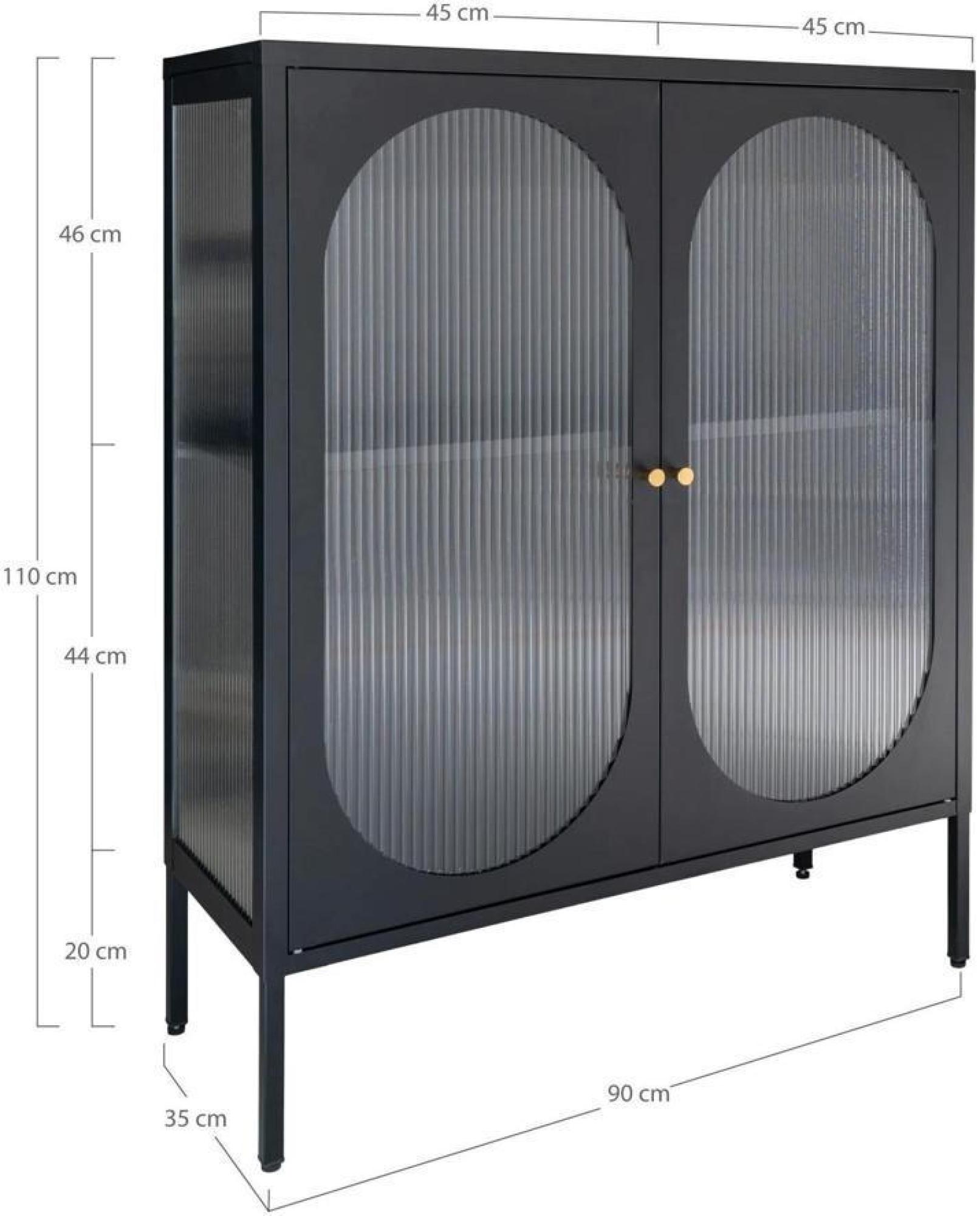 Adelaide Black Metal Display Cabinet - CFS UK