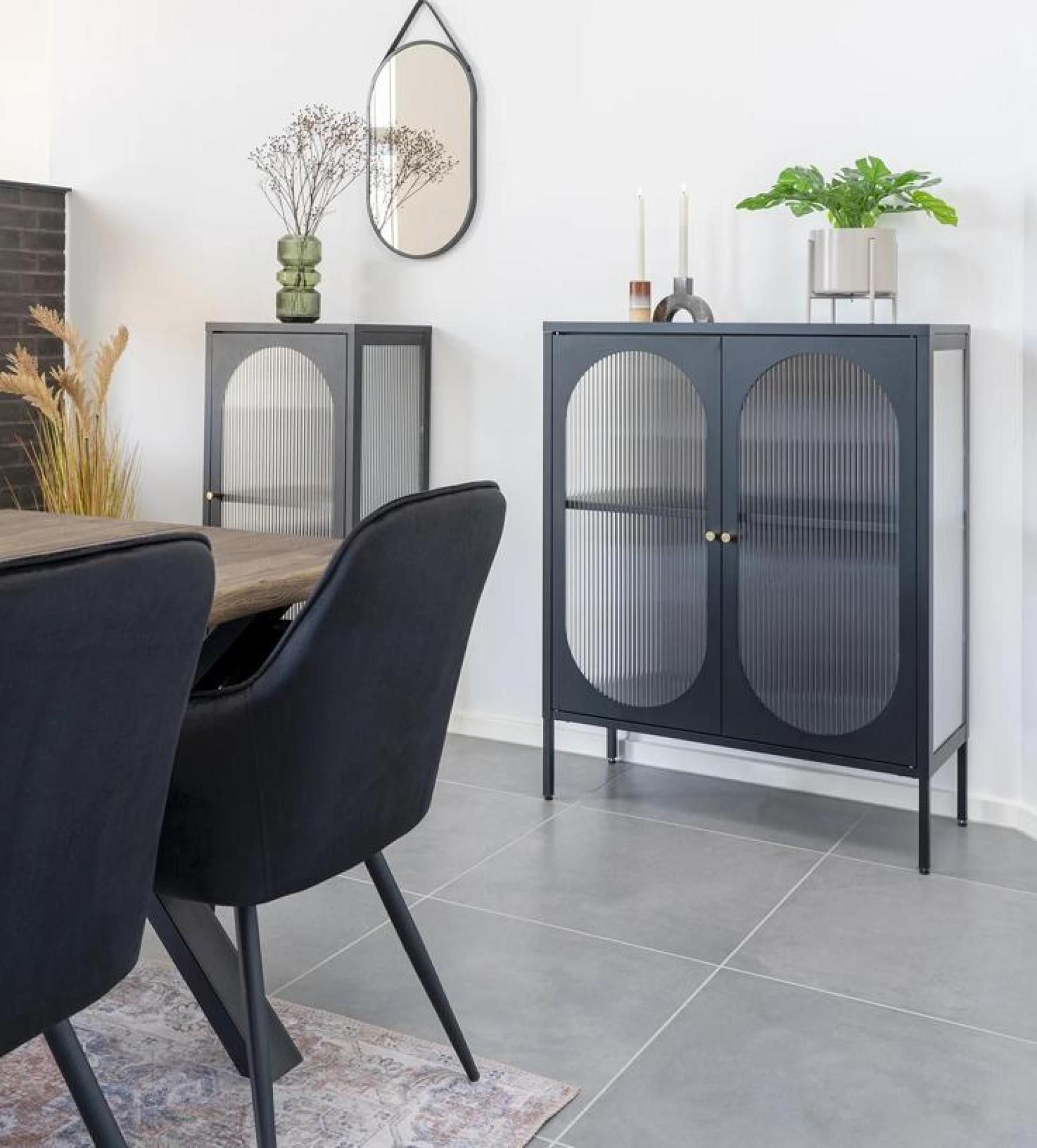 Adelaide Black Metal Display Cabinet - CFS UK