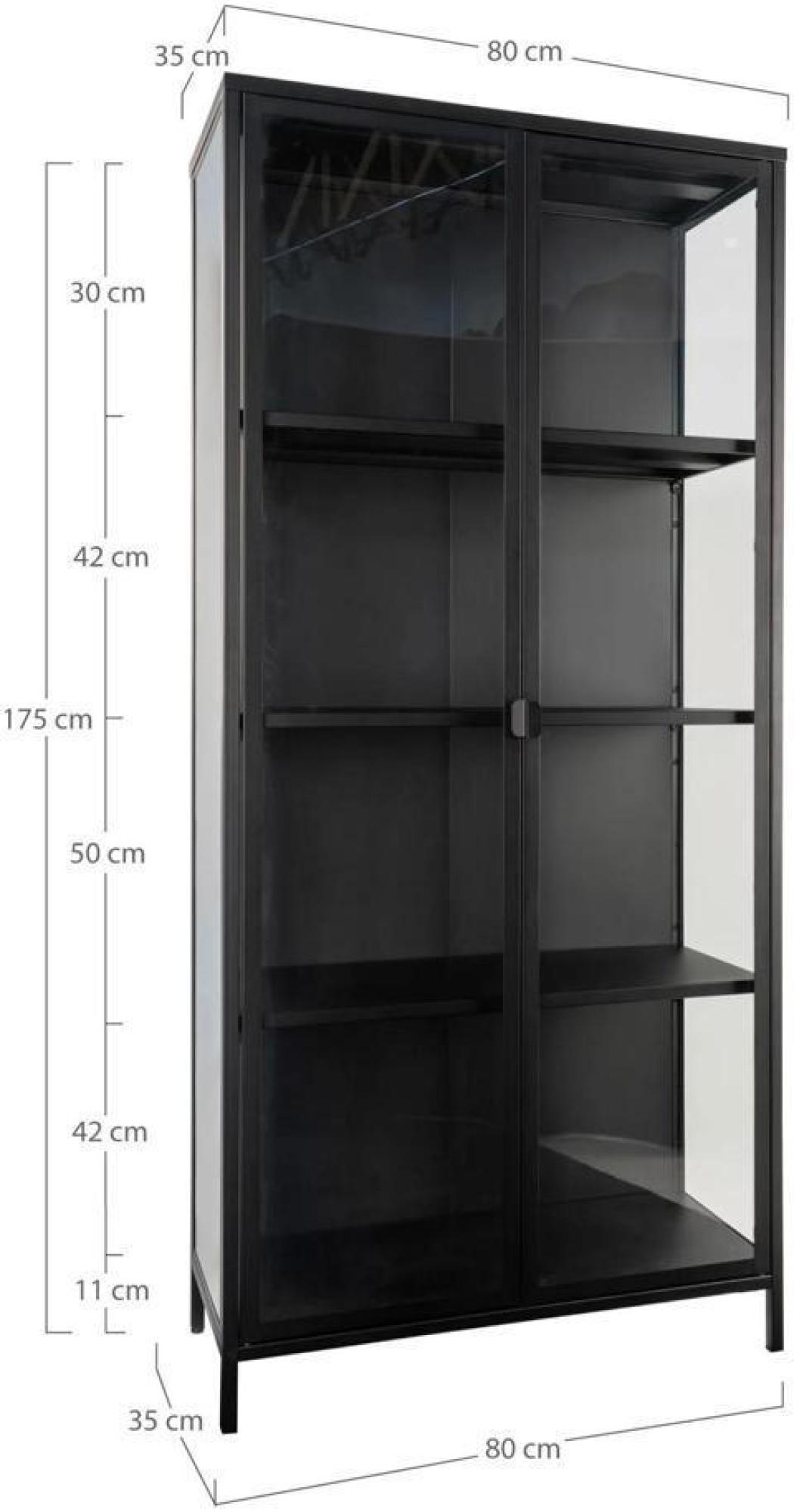 Brisbane Black Metal 2 Door Display Cabinet - CFS UK