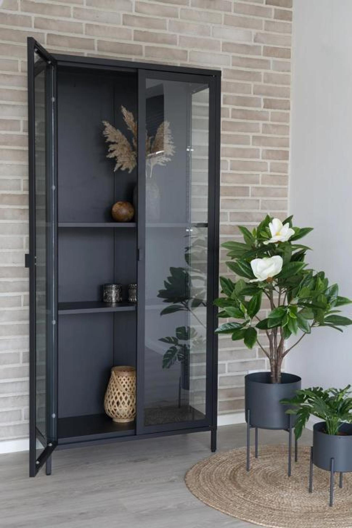 Brisbane Black Metal 2 Door Display Cabinet - CFS UK