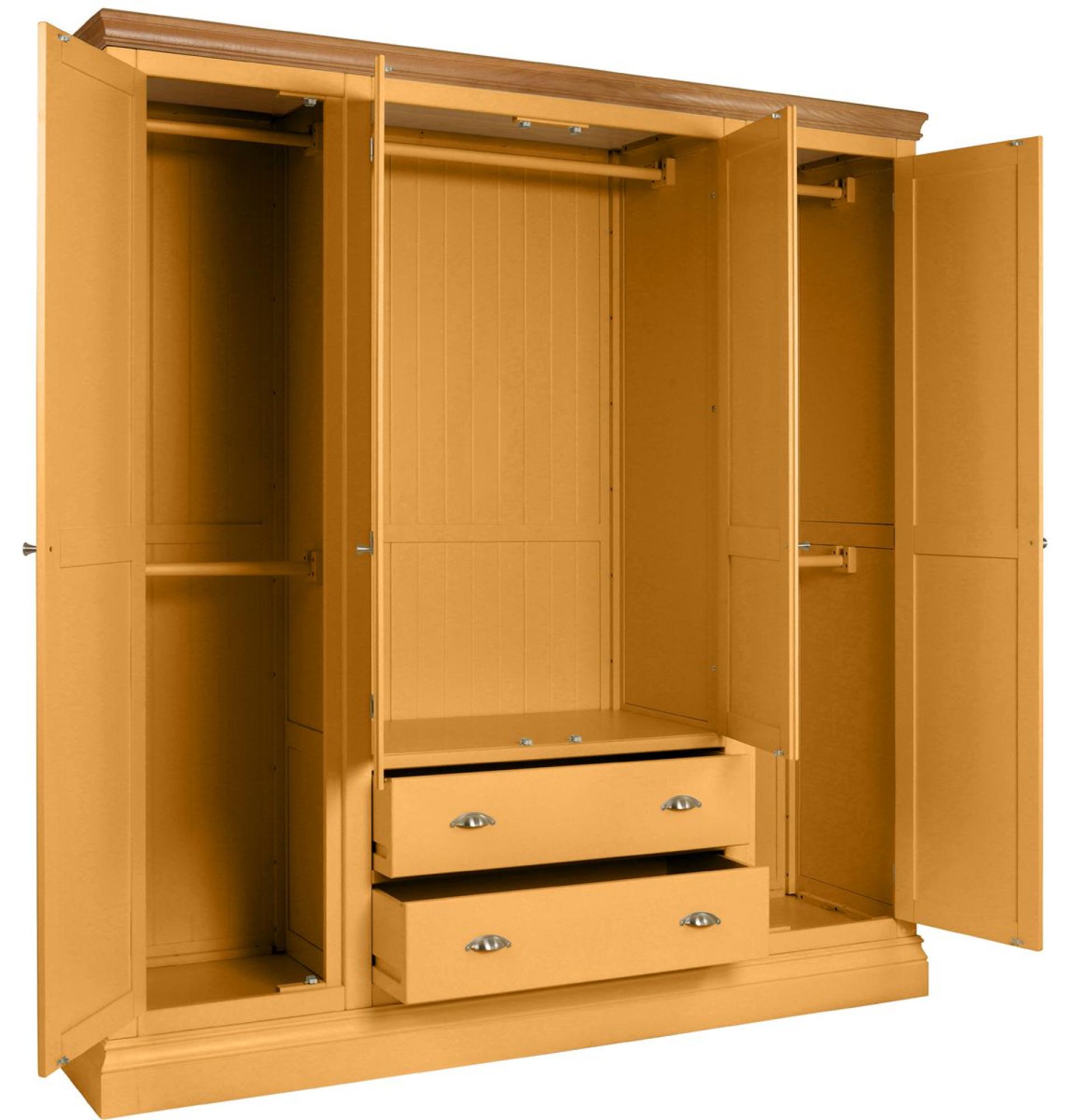 Versailles Orange Mustard Painted 4 Door Combi Wardrobe - CFS UK