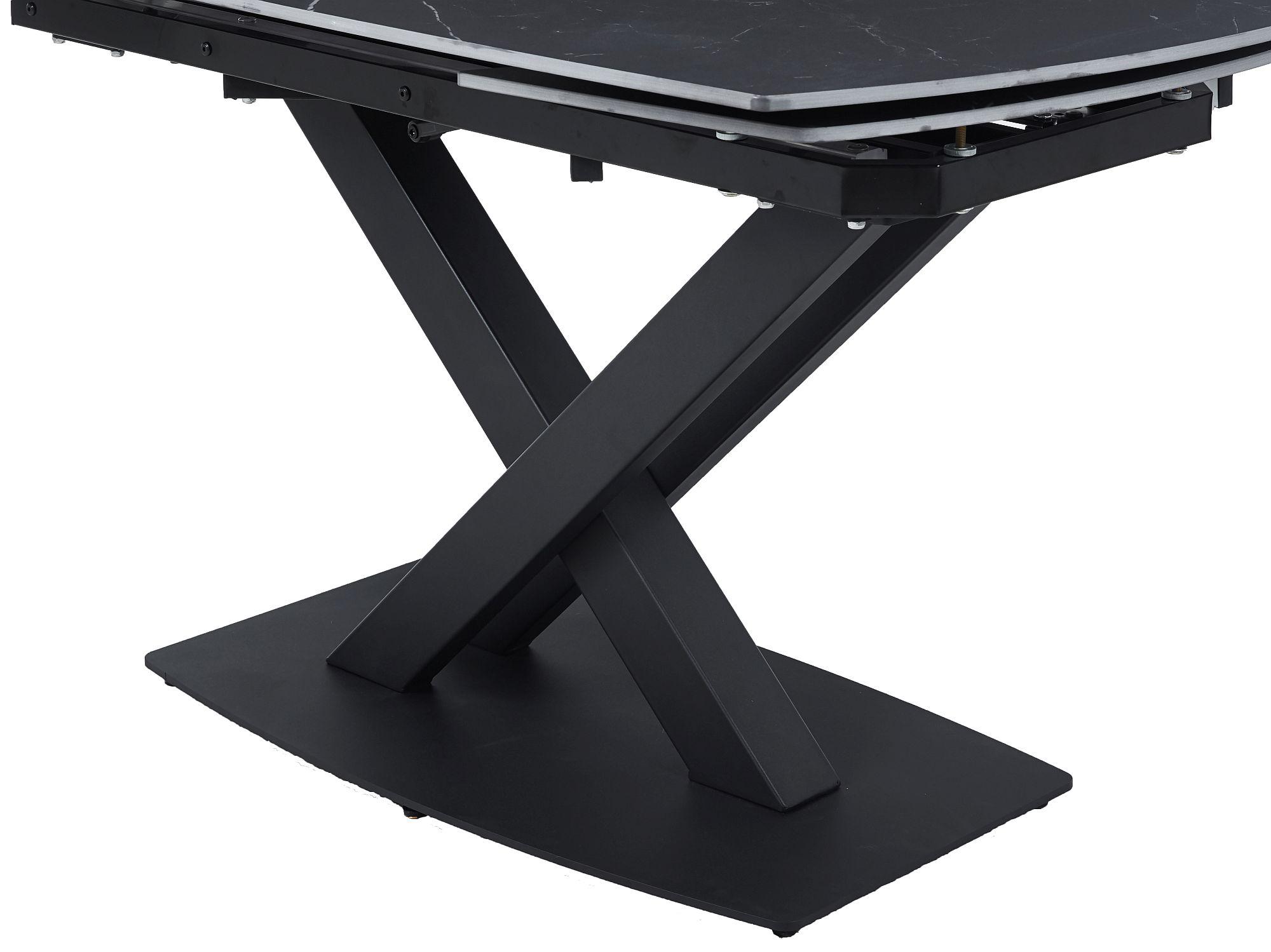 Arctic Black Ceramic Extending Dining Table with Cross Base - 140cm ...