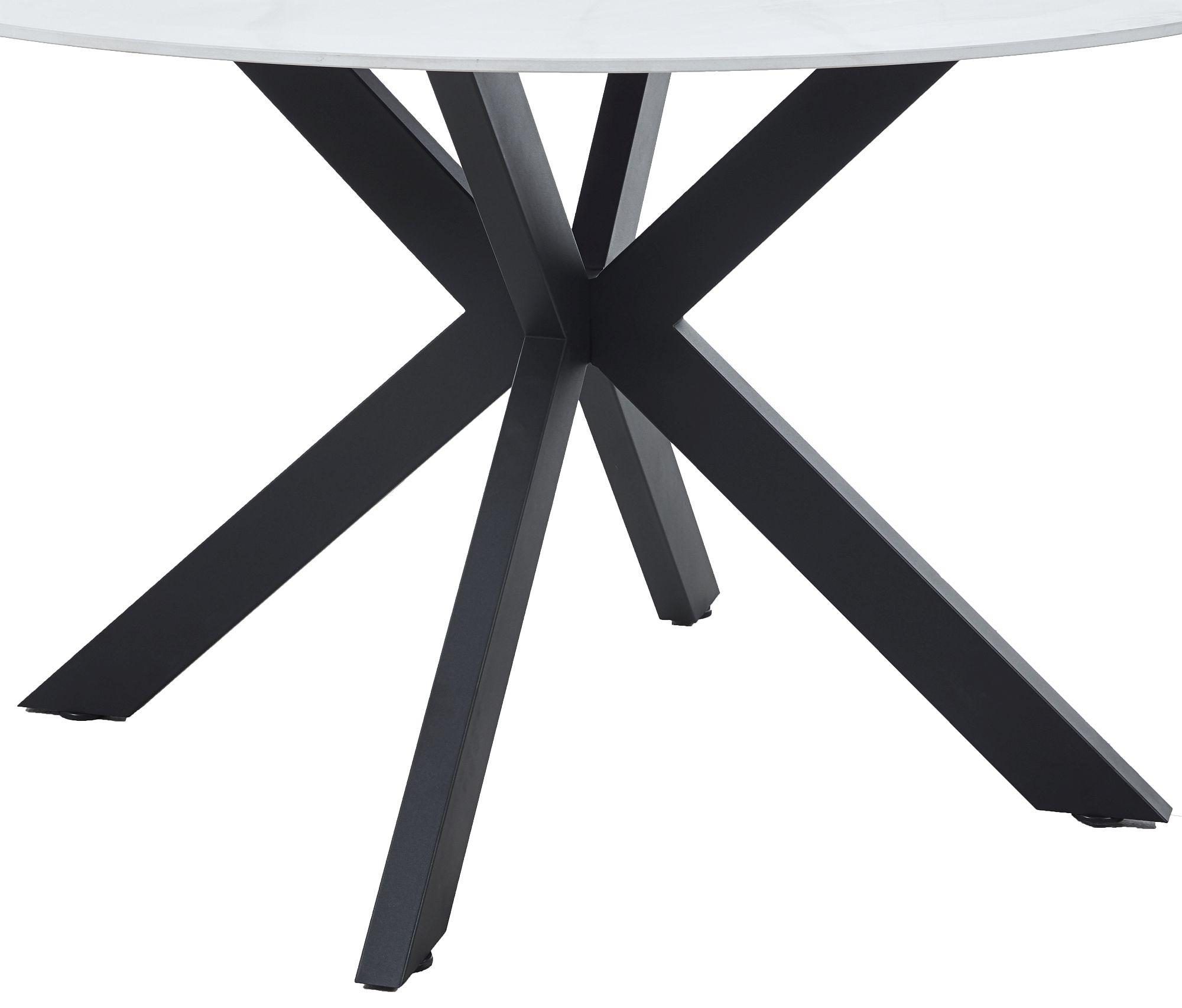 Novara 130cm White Ceramic Round Dining Table with Black Star Base - CFS UK
