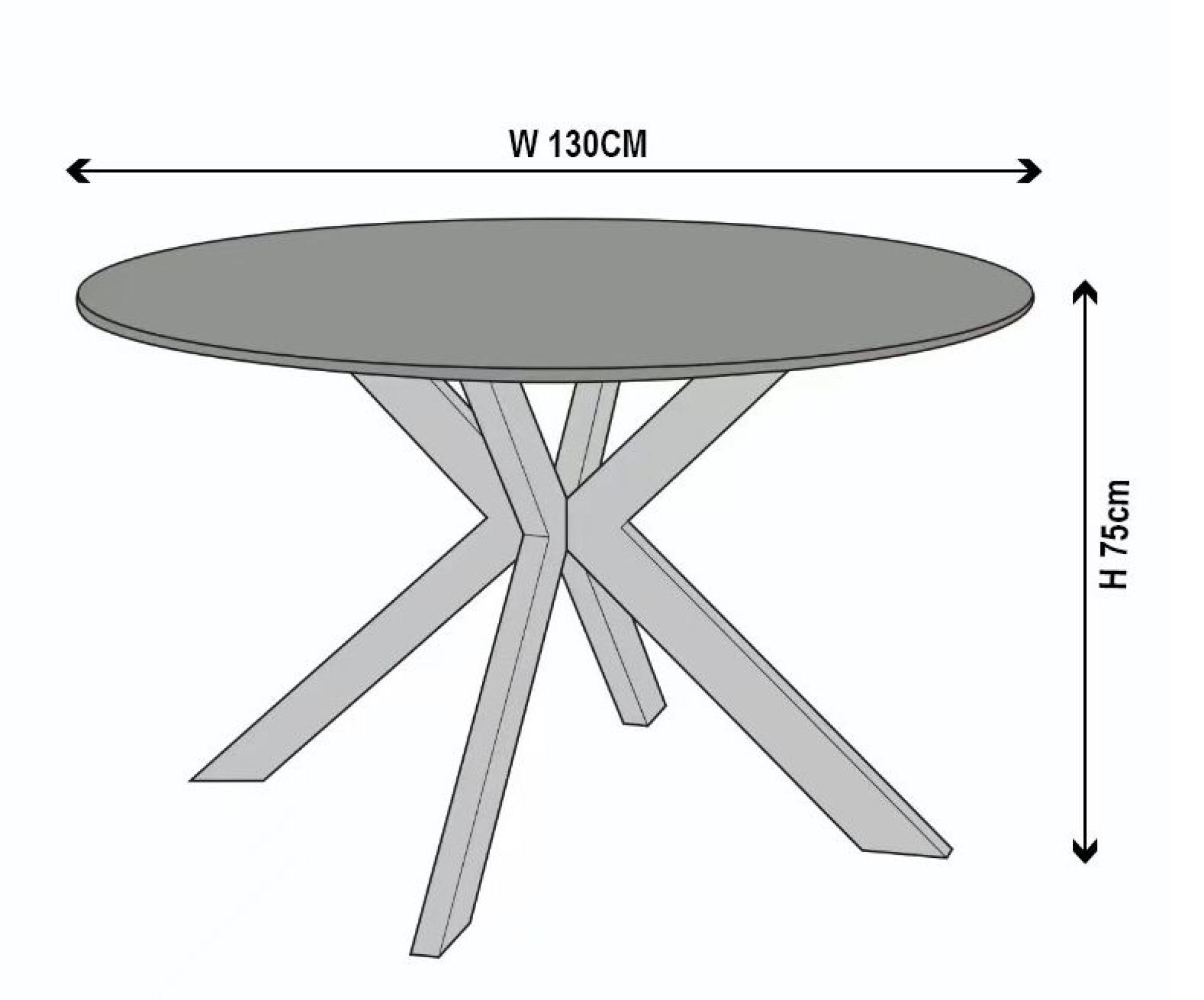Novara 130cm White Ceramic Round Dining Table with Black Star Base - CFS UK