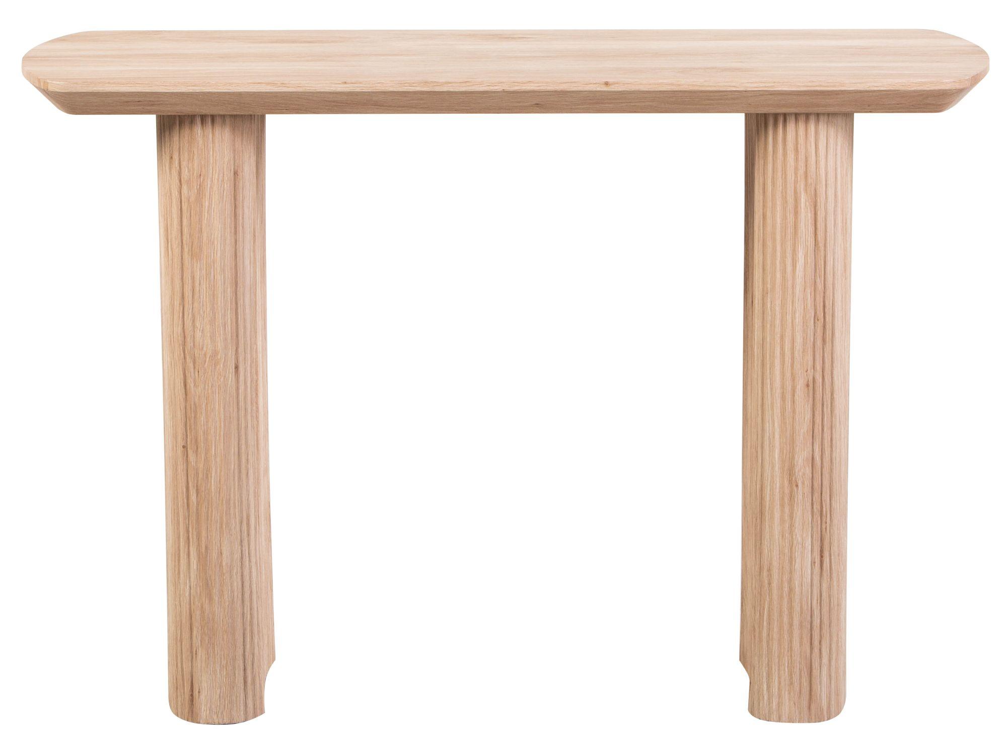 Bern Oak Oval Console Table with Fluted Ribbed Double Pedestal Base ...