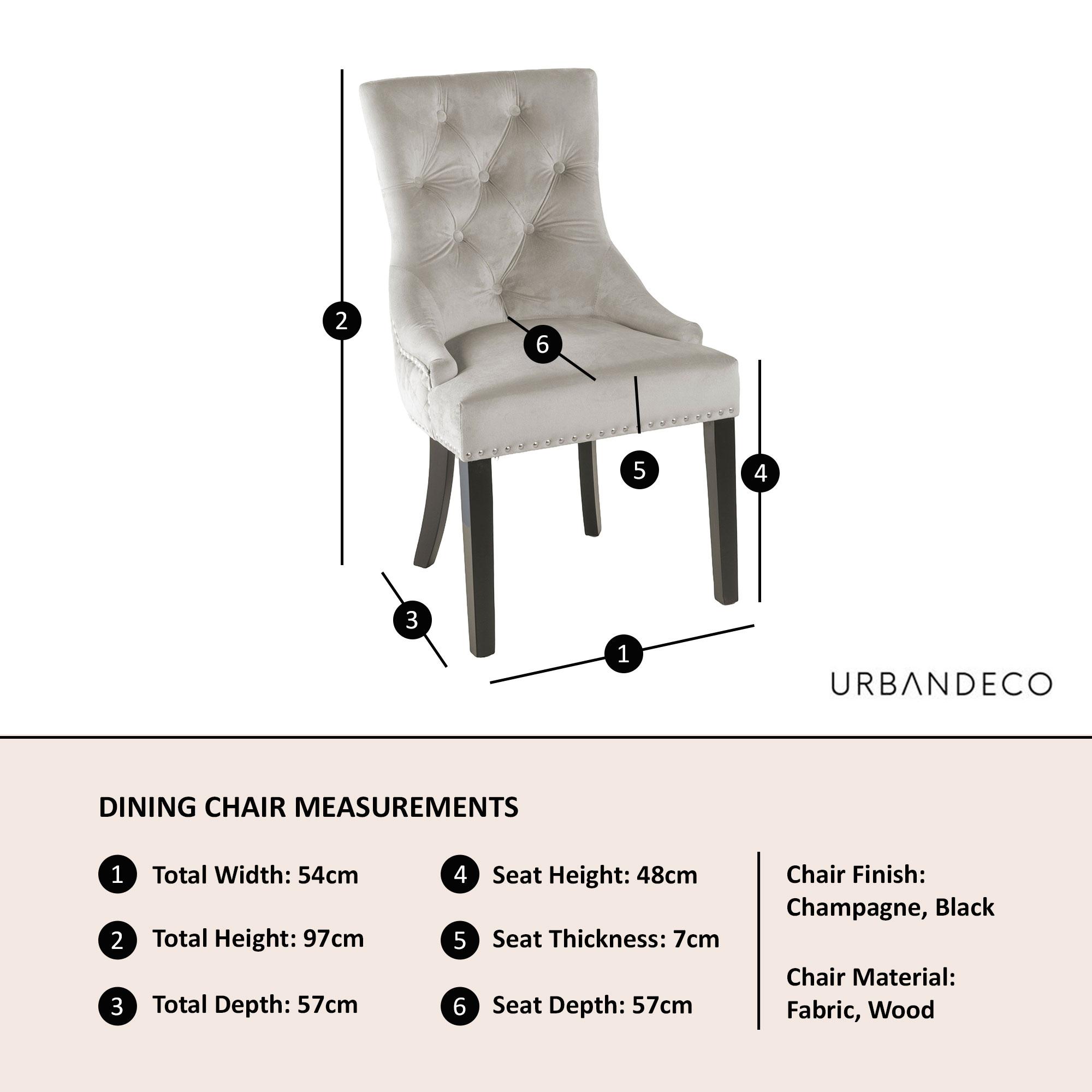 Lion Knocker Back Champagne Velvet Fabric Dining Chair with Black ...