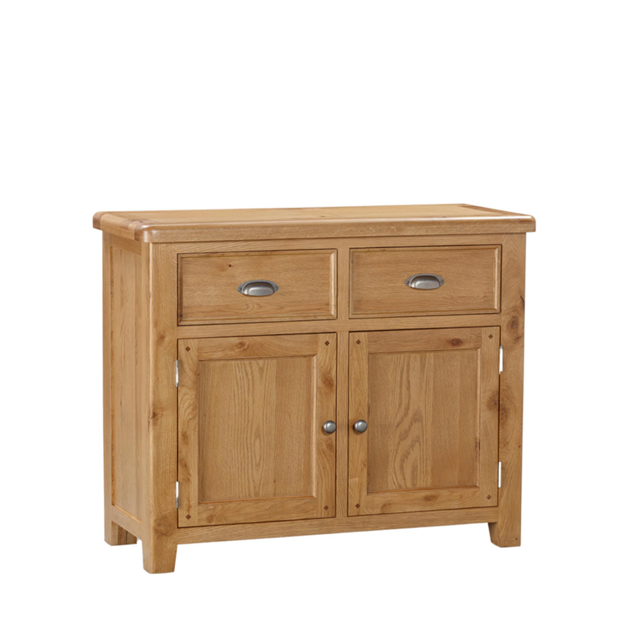 Janelle Rustic Oak 2 Door Small Sideboard - 106cm
