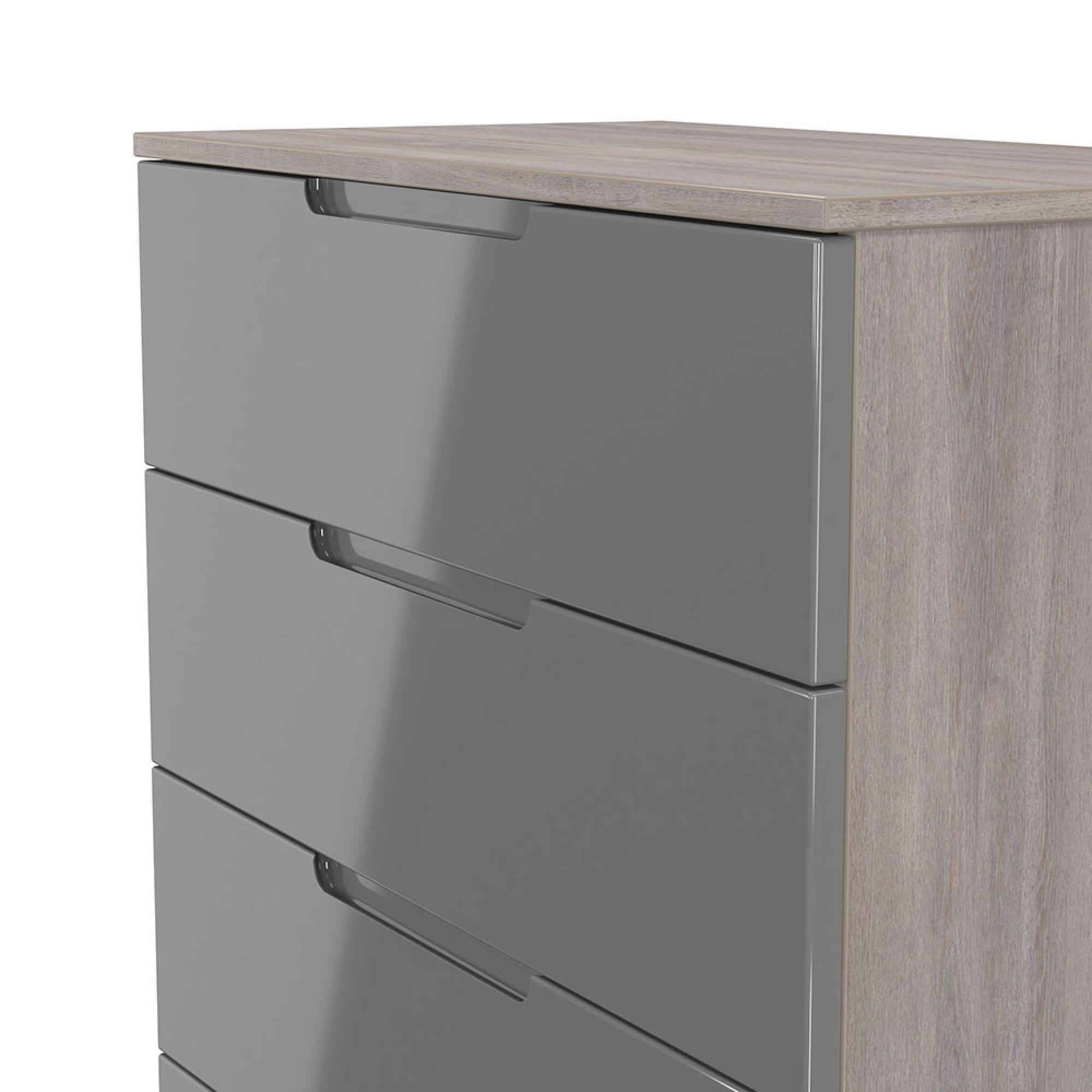Milan Grey Gloss and Grey Oak 4 Drawer Chest