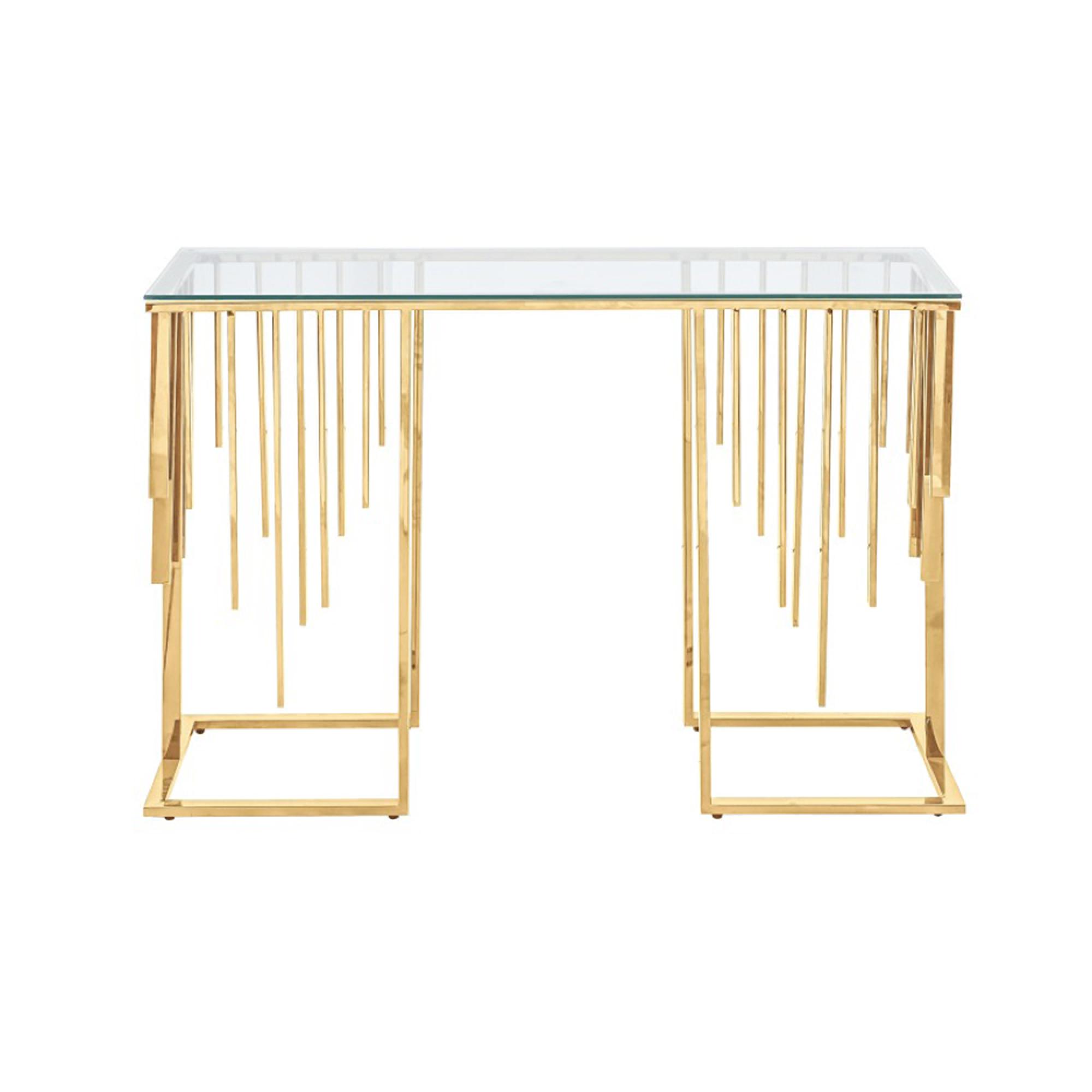 Buy Owen Tempered Glass and Gold Console Table The Furnshop
