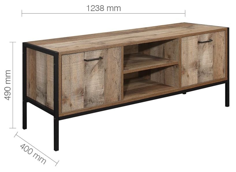 Urban Rustic Wood Effect Industrial Style TV Unit - CFS UK