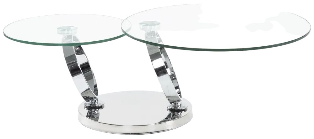 Circles Swivel Glass Coffee Table, 2 Tier Round Rotating Glass Top with ...