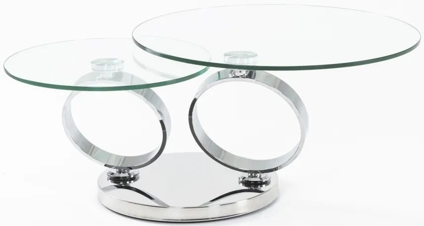 Circles Swivel Glass Coffee Table, 2 Tier Round Rotating Glass Top with ...