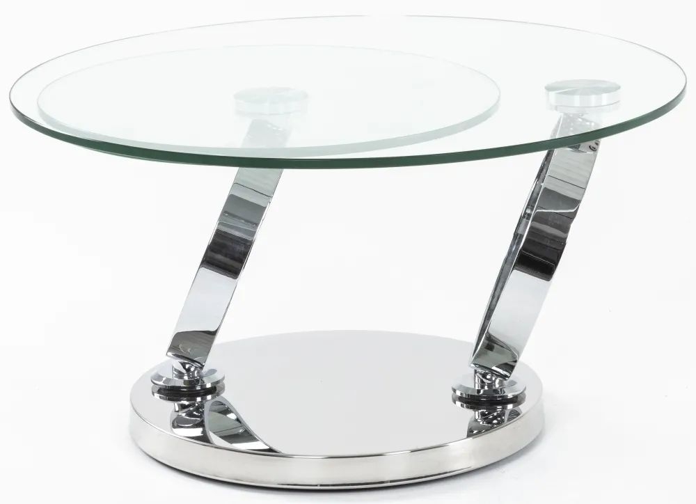 Circles Swivel Glass Coffee Table, 2 Tier Round Rotating Glass Top with ...
