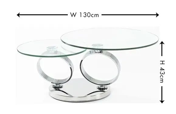 Circles Swivel Glass Coffee Table, 2 Tier Round Rotating Glass Top with ...