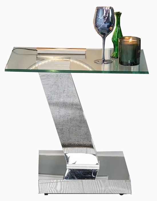 Fusion Glass Side Table with Stainless Steel Chrome Frame - CFS UK