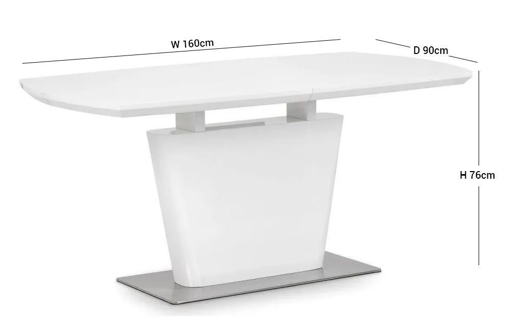 Como White Gloss 6-8 Seater Extending Dining Table - 160cm-200cm