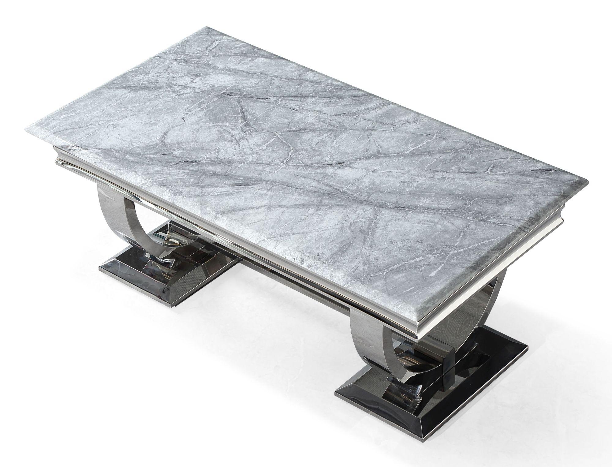 Glacier Grey Marble and Chrome Coffee Table - CFS UK